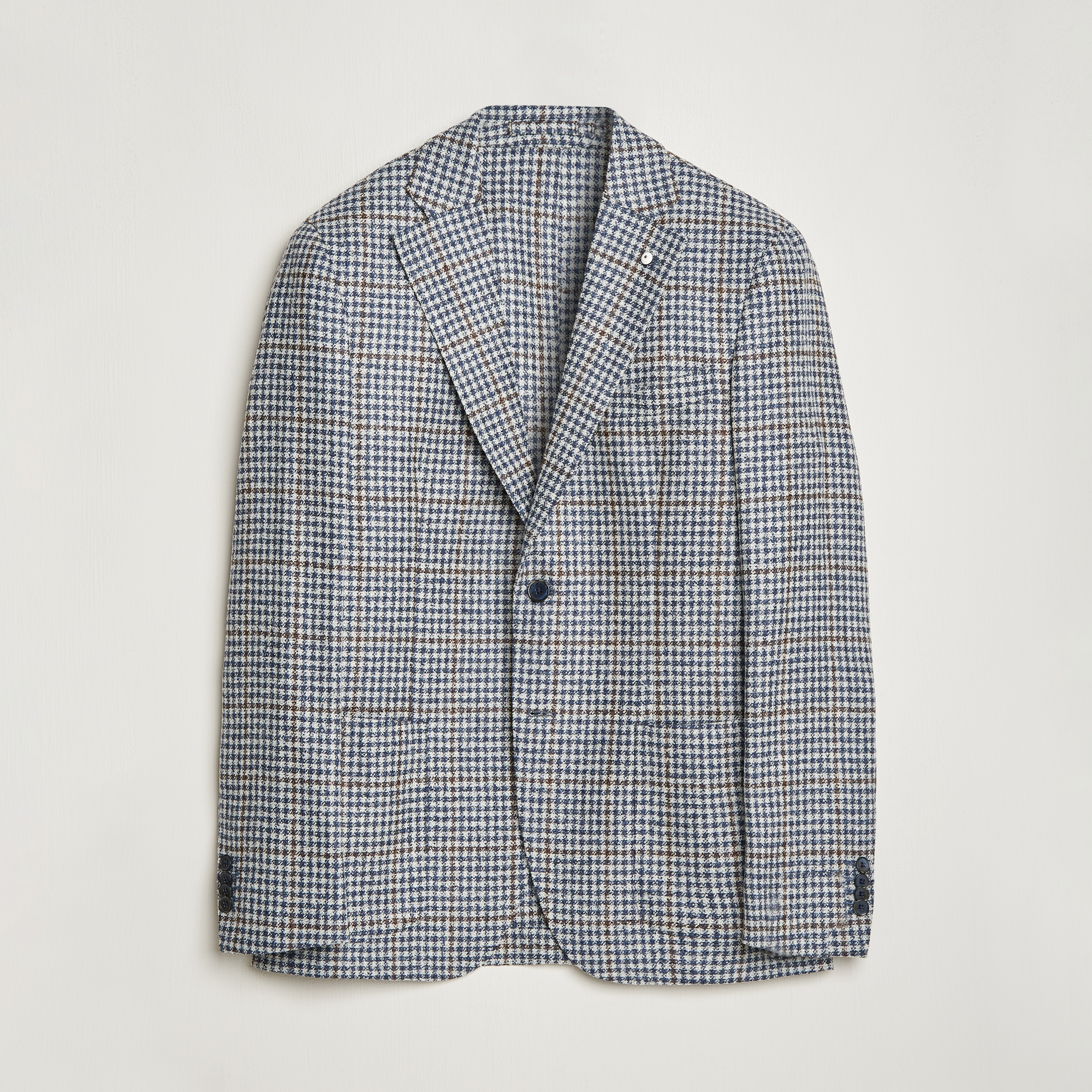 L.B.M. 1911 Jack Regular Checked Wool Blazer Blue at CareOfCarl.com