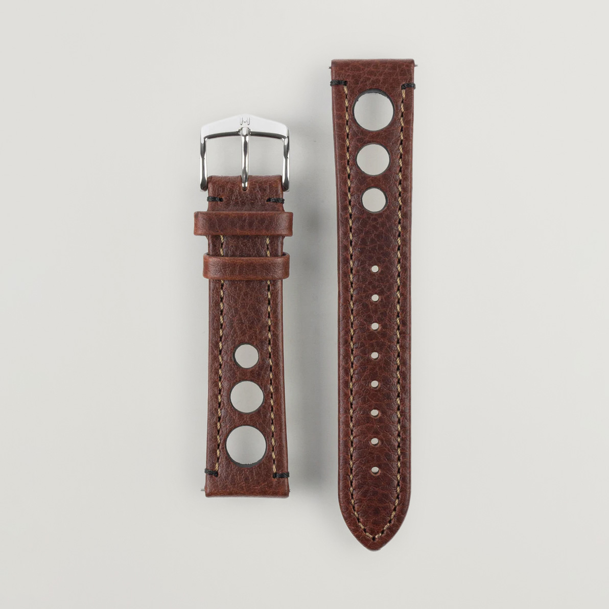HIRSCH Rally Natural Leather Racing Watch Strap Brown at CareOfCarl.com
