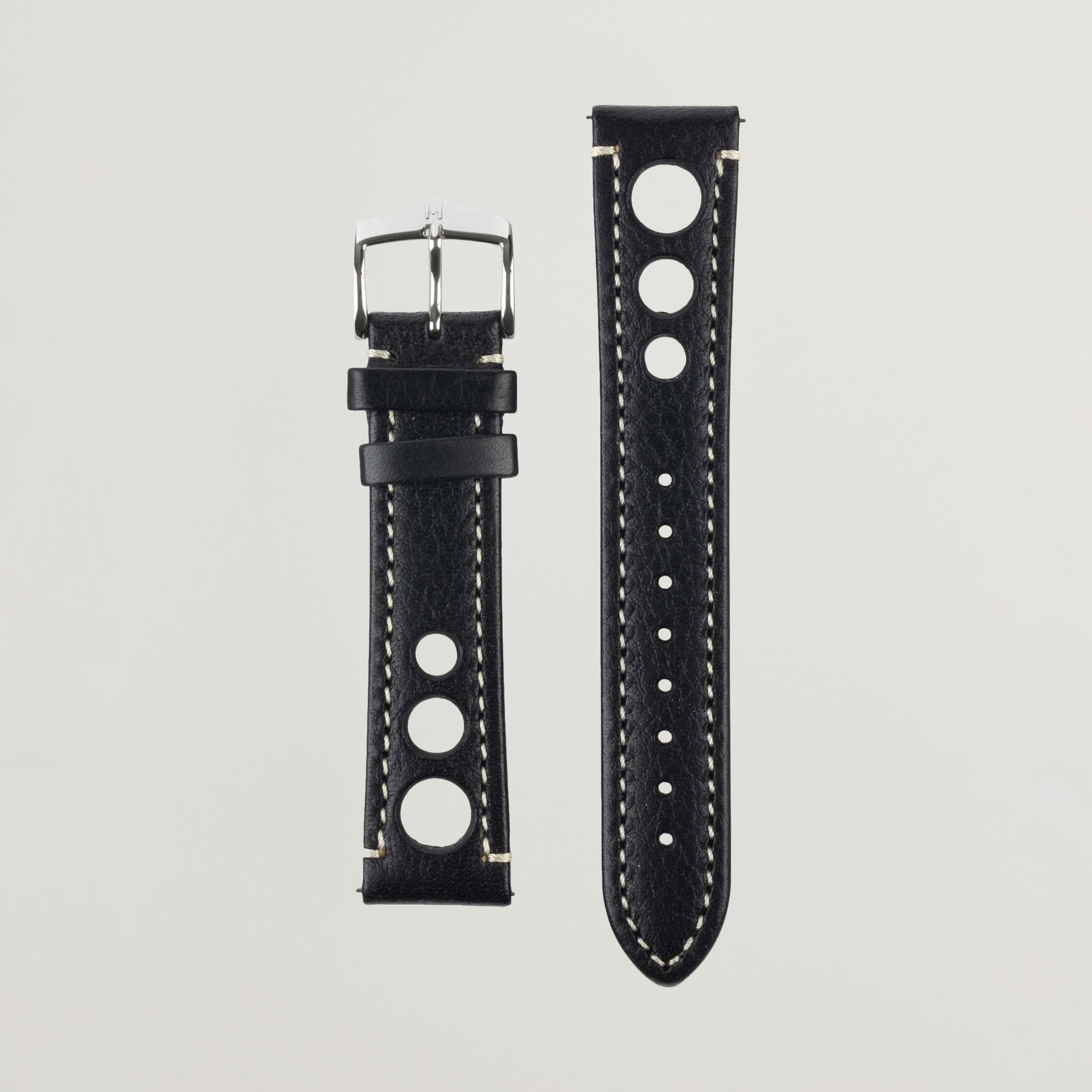 HIRSCH Rally Natural Leather Racing Watch Strap Black at CareOfCarl.com