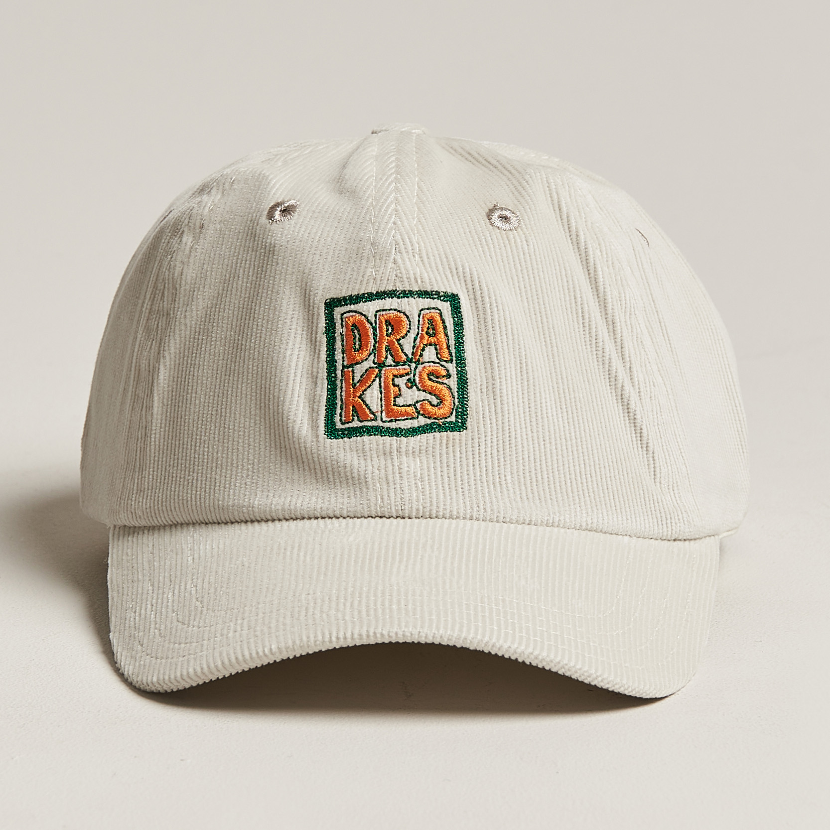 Drake's Square Font Cord Baseball Cap Silver Grey at CareOfCarl.com