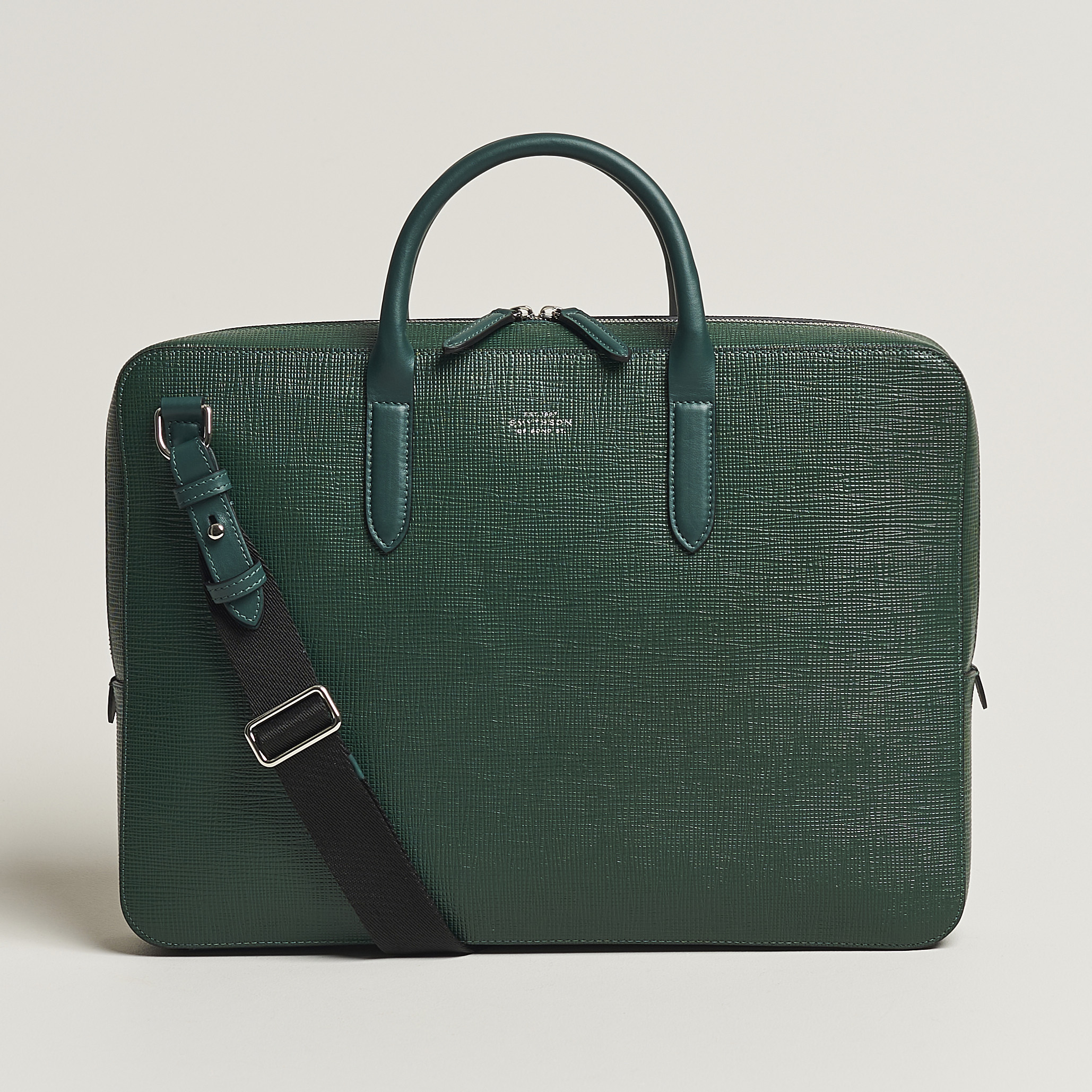 Smythson Panama Lightweight Briefcase Forest Green at CareOfCarl.com