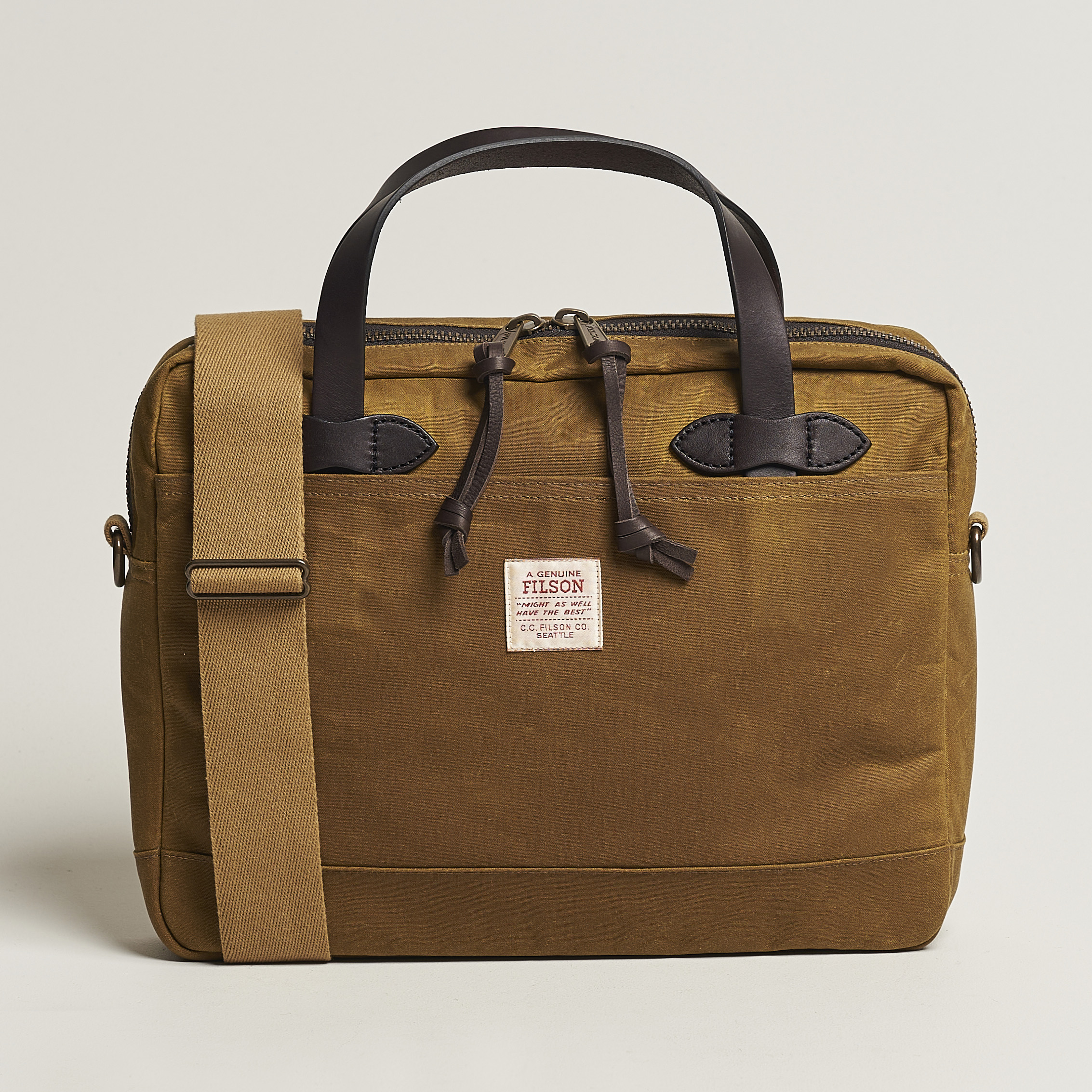 Filson Tin Cloth Compact Briefcase Dark Tan at CareOfCarl.com