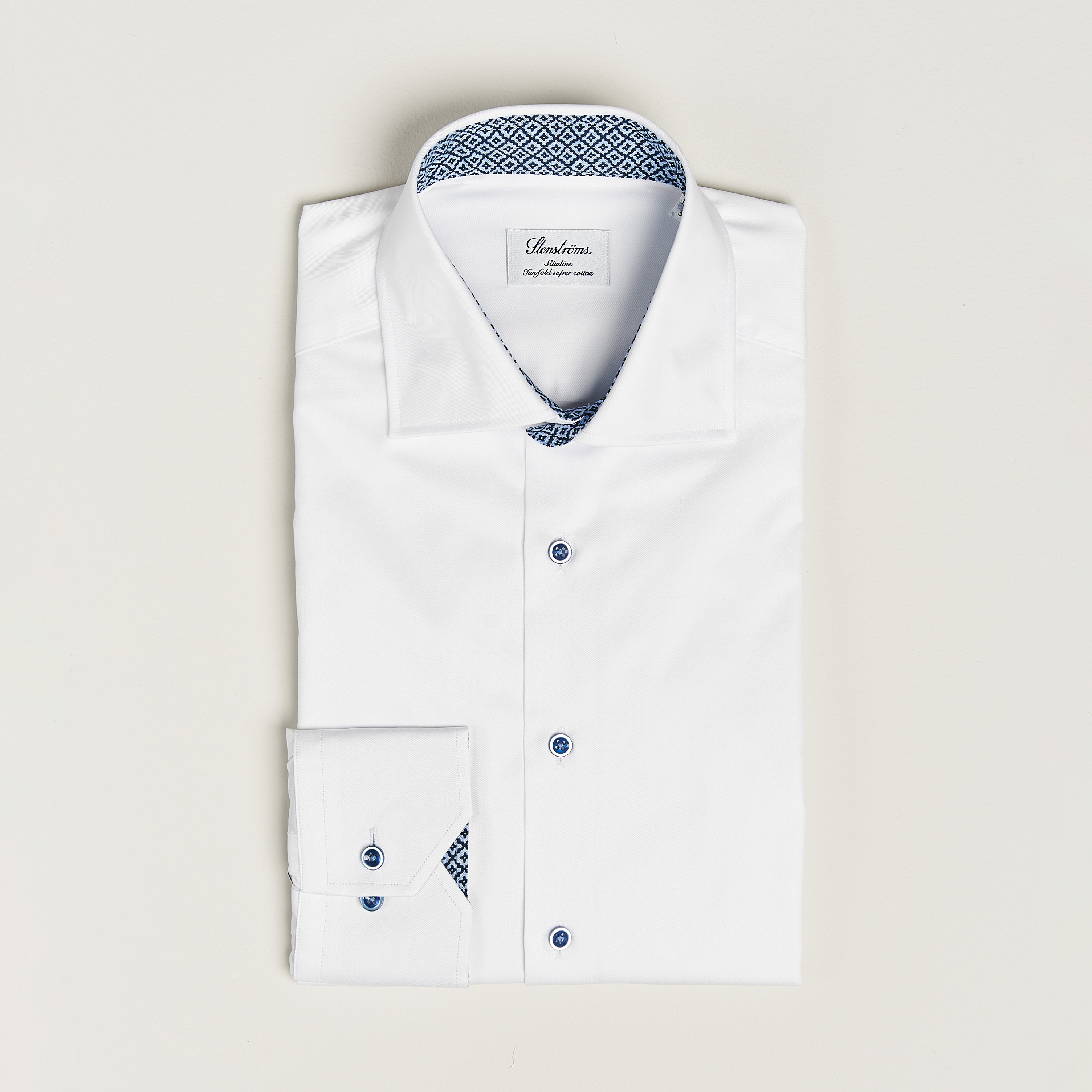 Stenströms Slimline Contrast Cut Away Shirt White at CareOfCarl.com