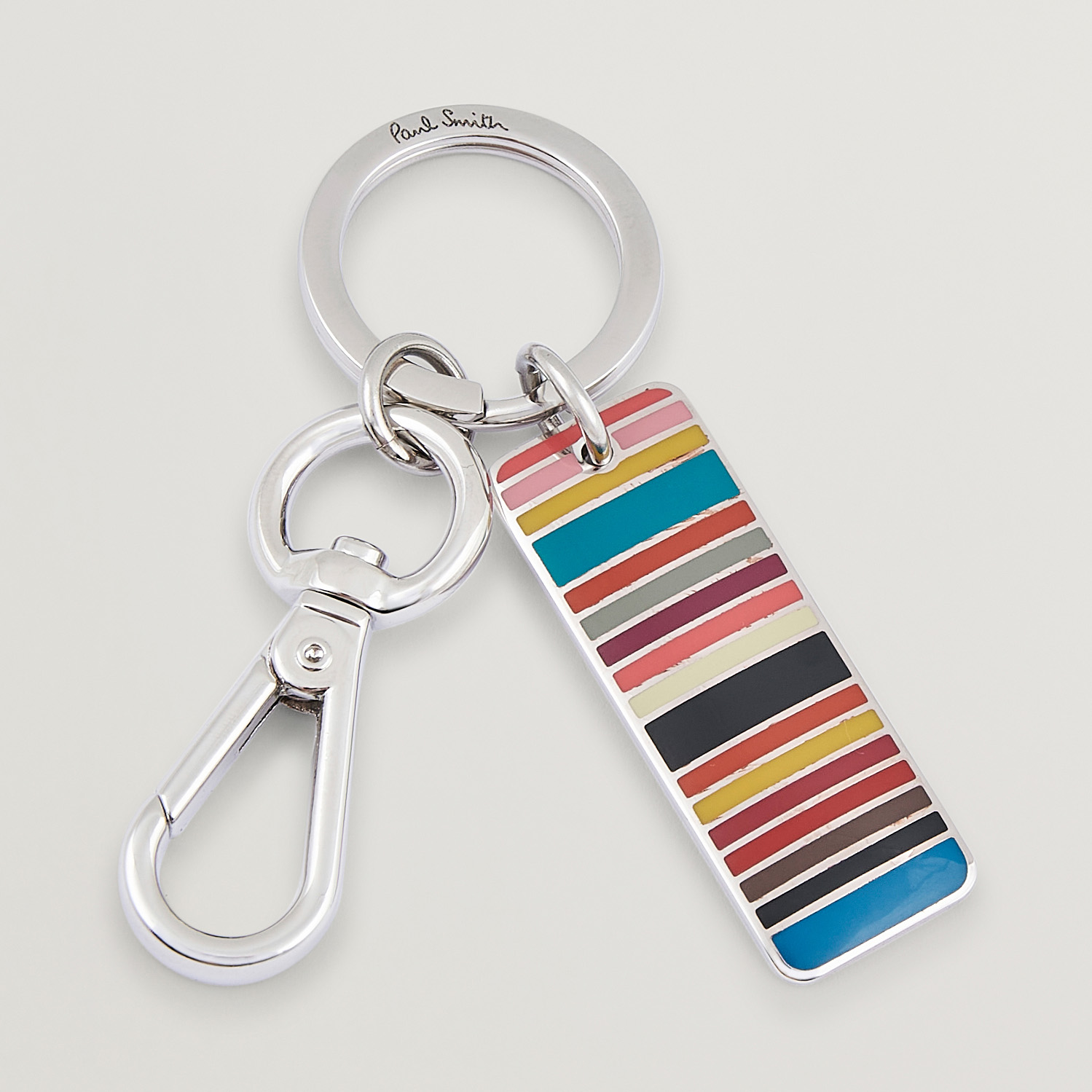 Paul Smith Signature Stripe Keyring Silver at CareOfCarl.com