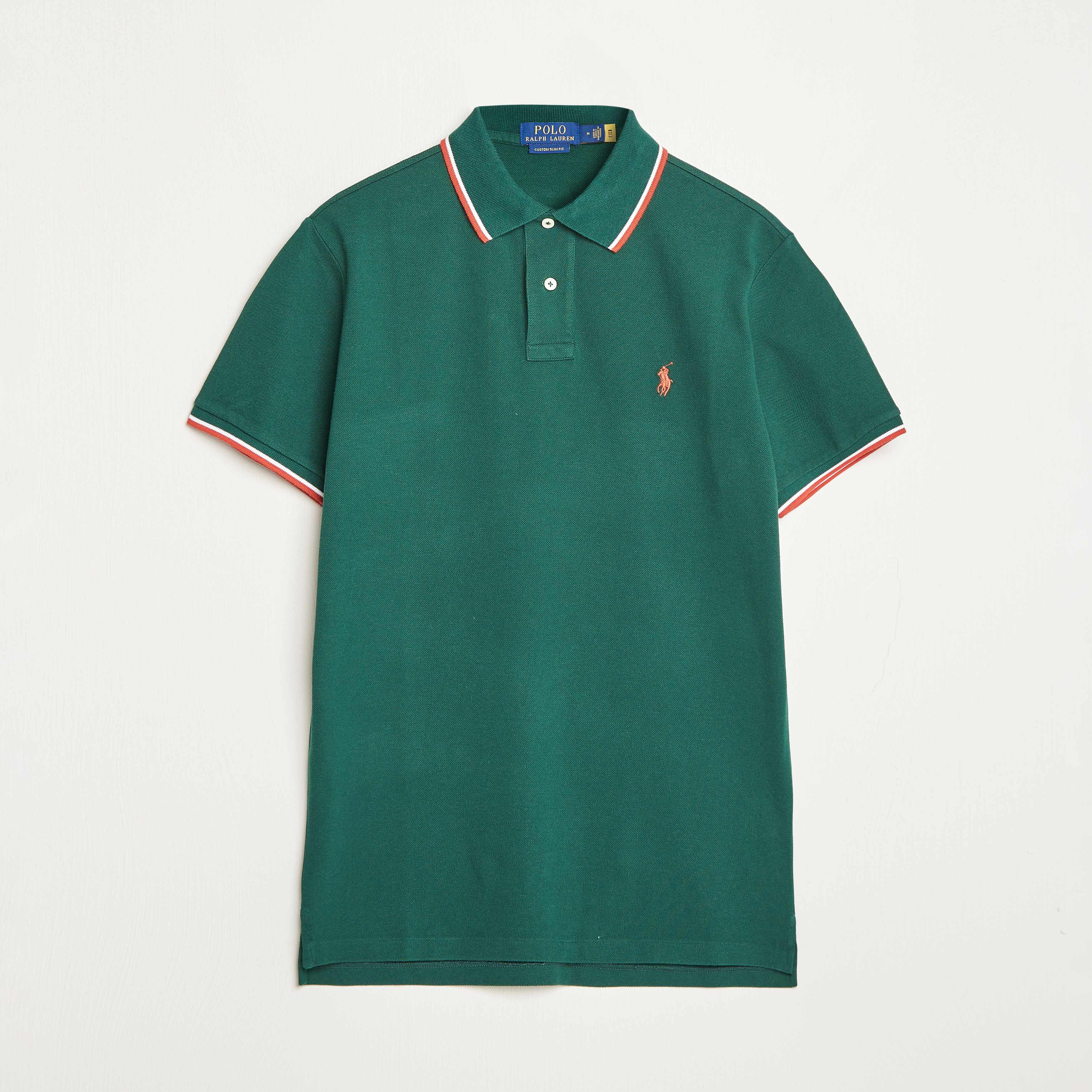 Polo Ralph Lauren Custom Slim Fit Piped Polo Hunt Club Green at CareOfCarl.