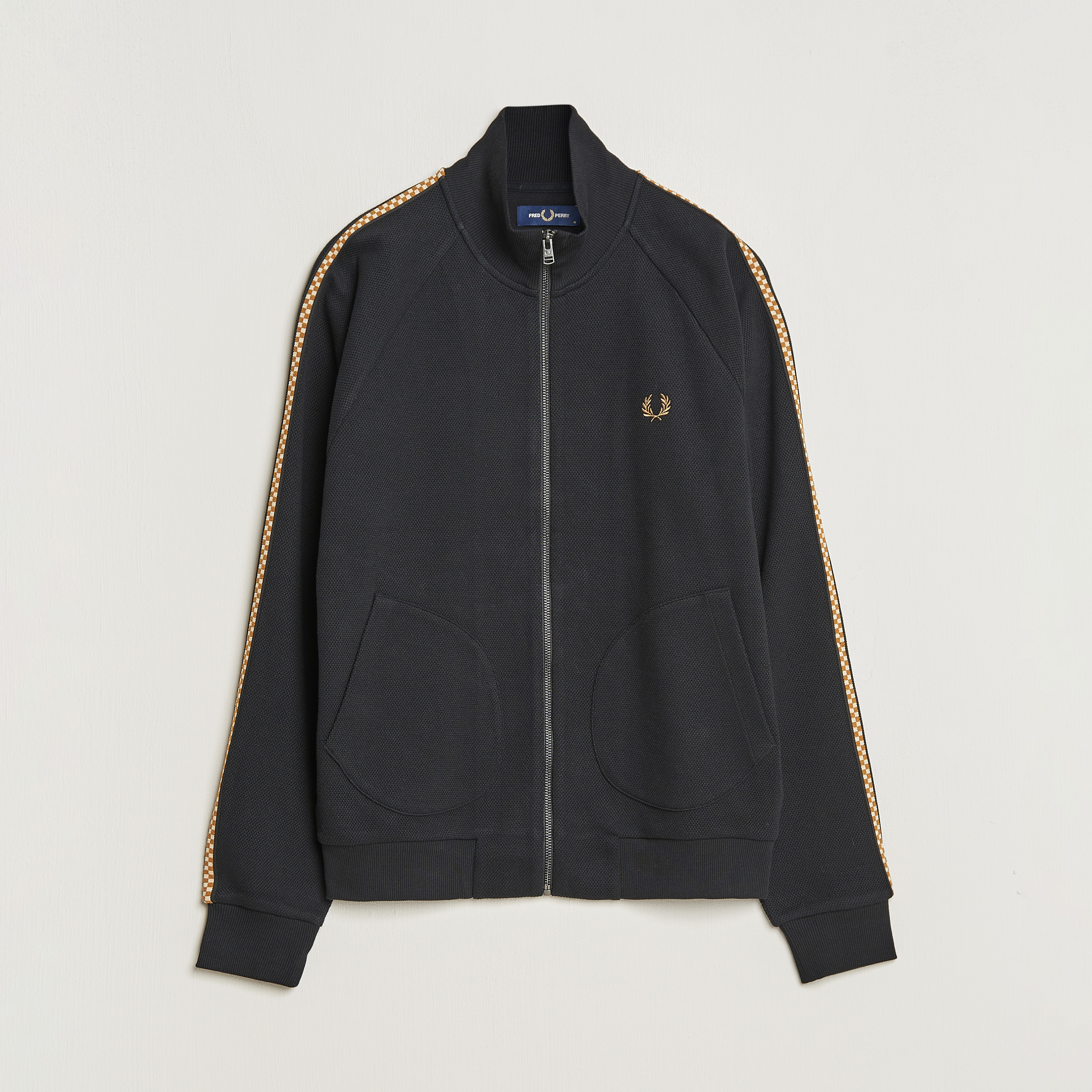 Fred Perry Checkboard Taped Zip Through Jacket Black at CareOfCarl.com