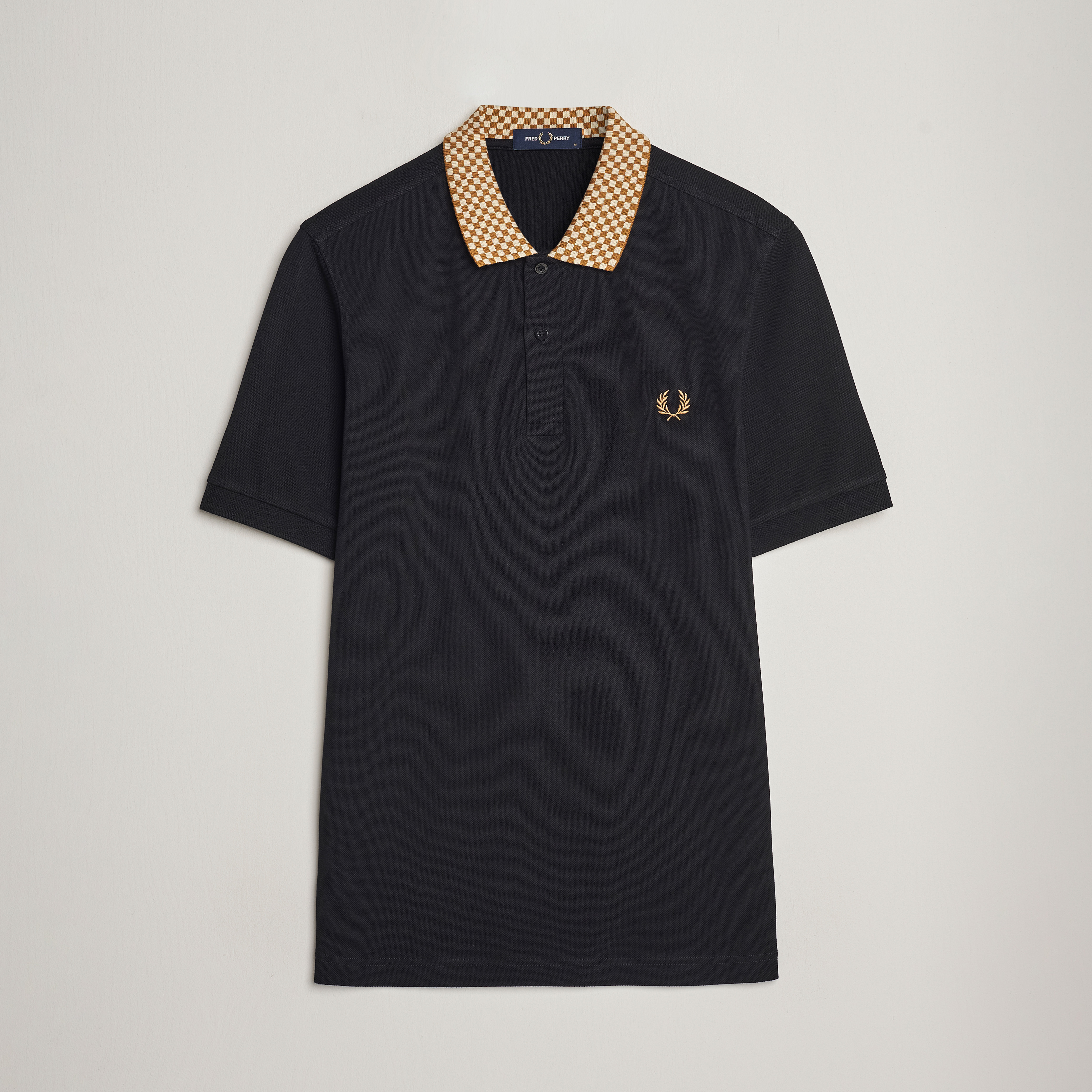 Fred Perry Checkboard Collar Polo Black at CareOfCarl.com