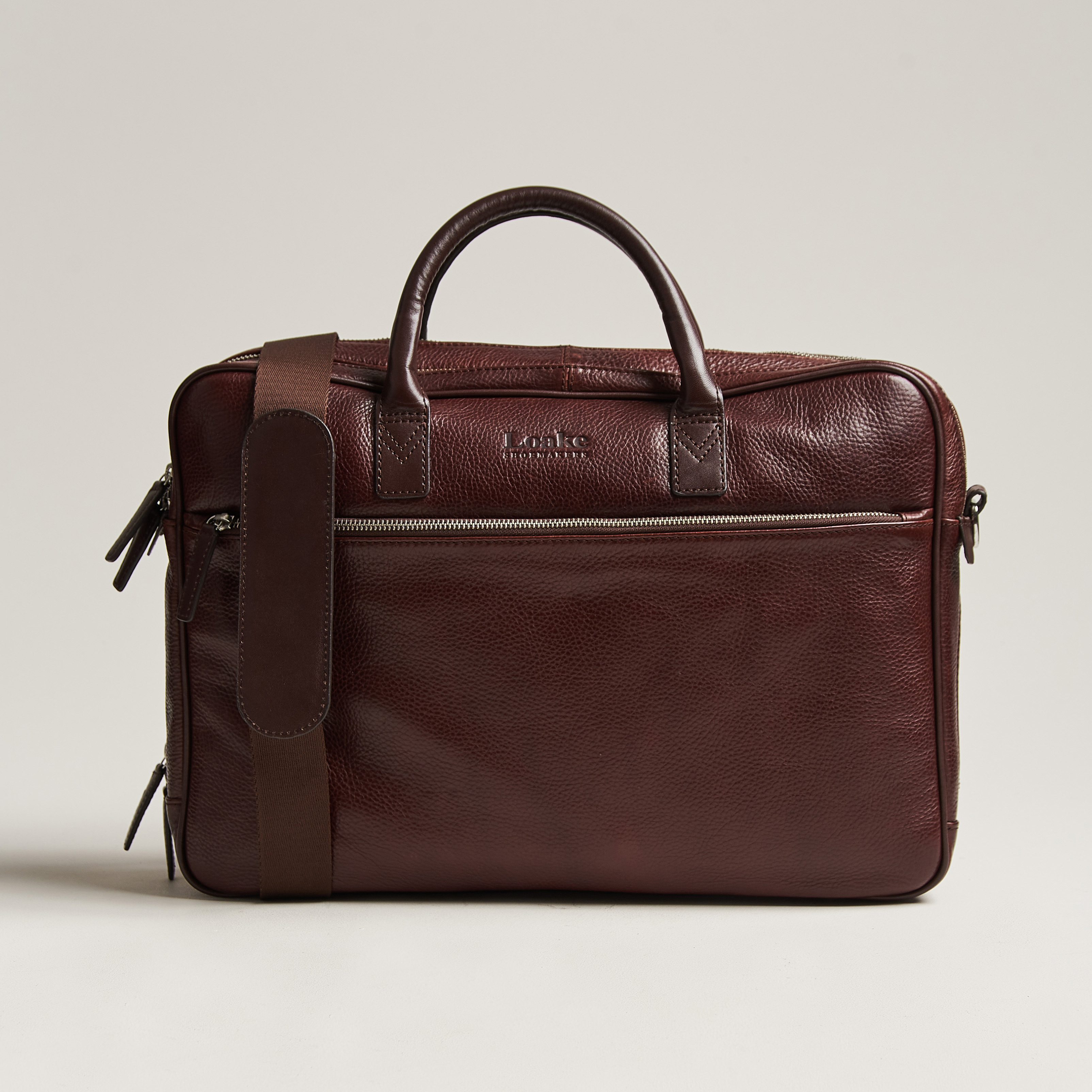 Loake 1880 Westminster Grain Leather Briefcase Dark Brown at CareOfCarl.com