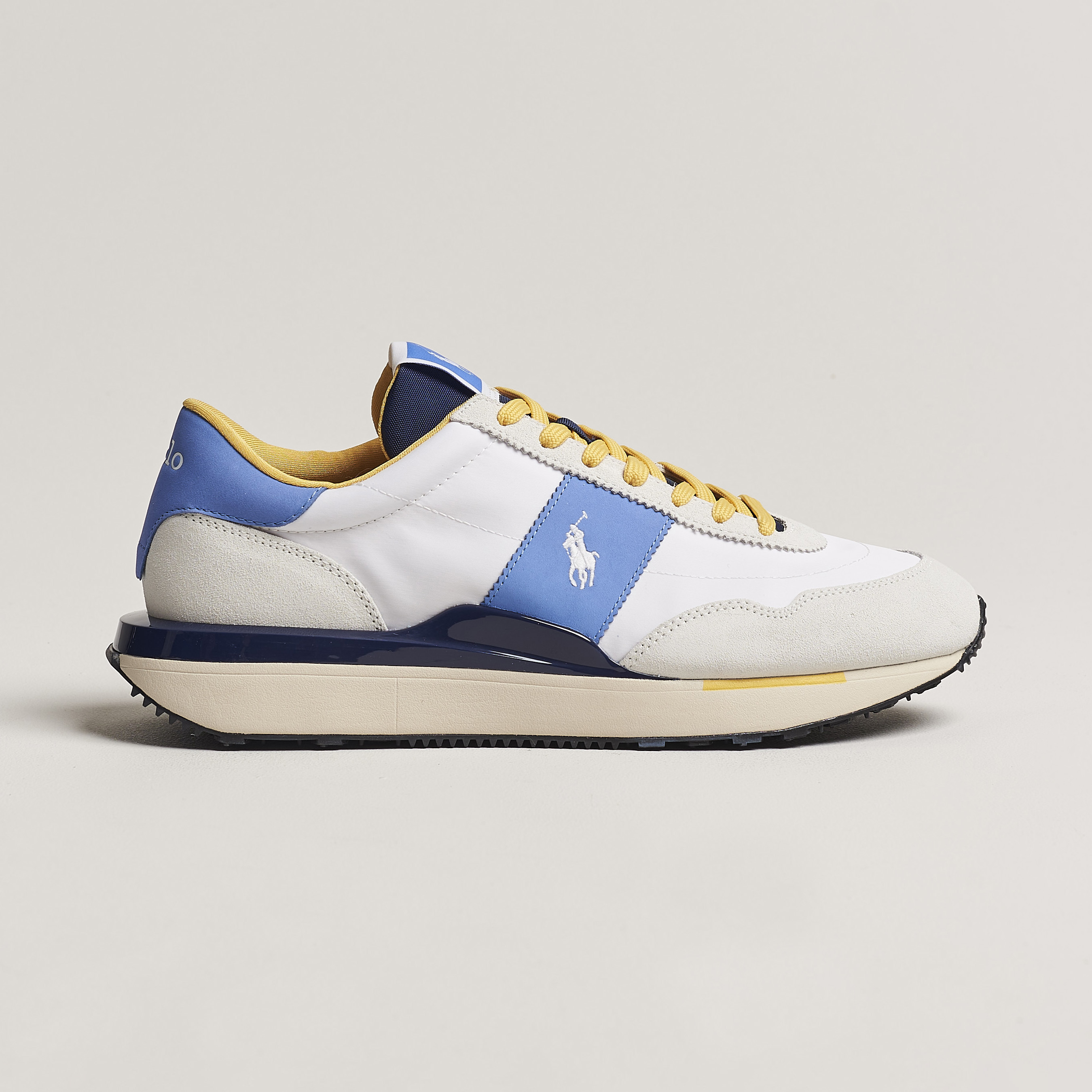 Polo Ralph Lauren Train 89 Running Sneaker White/Blue/Yellow at CareOfCarl.