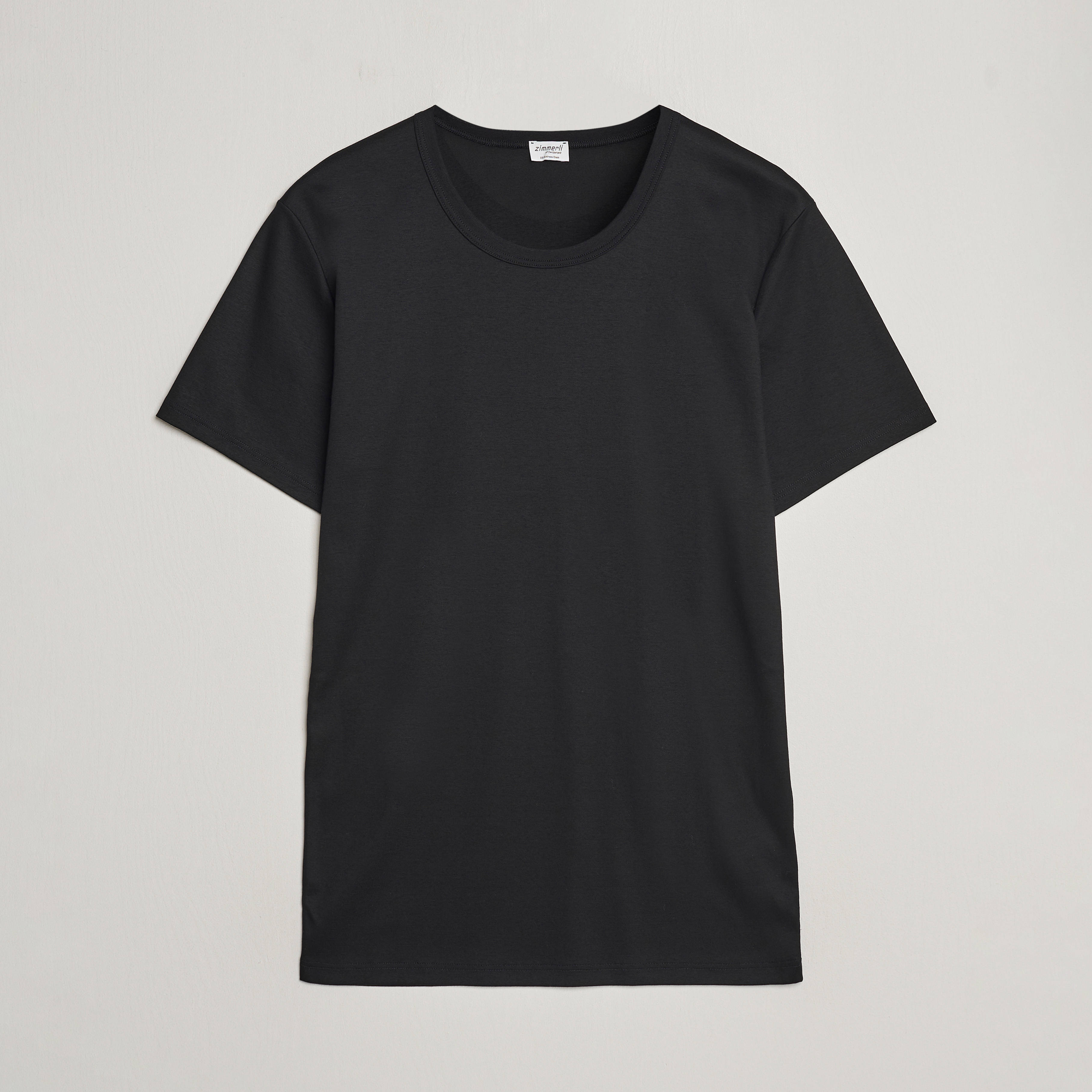 Zimmerli of Switzerland Mercerized Cotton Crew Neck T-Shirt Black at CareOf