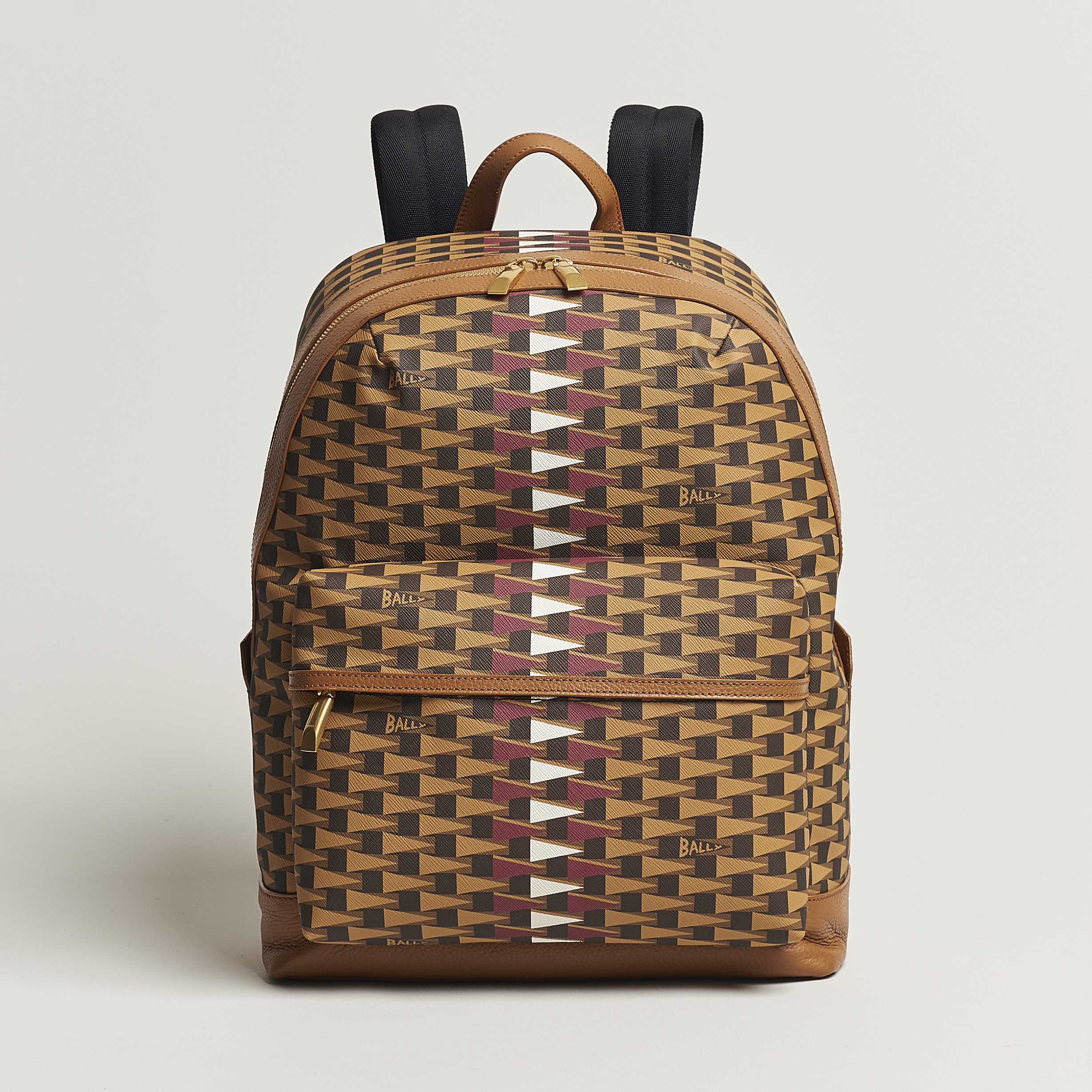 Bally Pennant Monogram Leather Backpack Brown at CareOfCarl.com