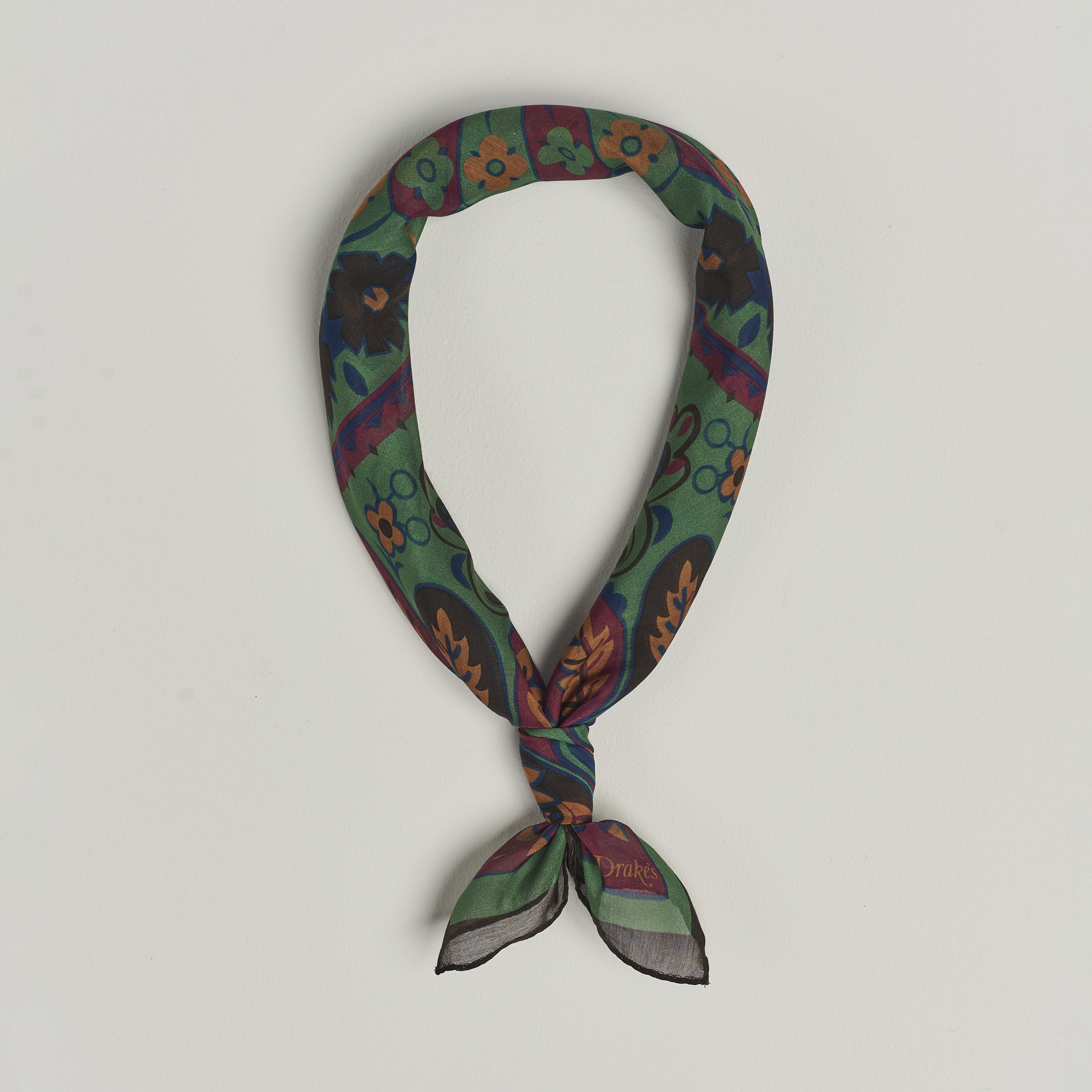 Drake's Folk Flower Bandana Green at CareOfCarl.com