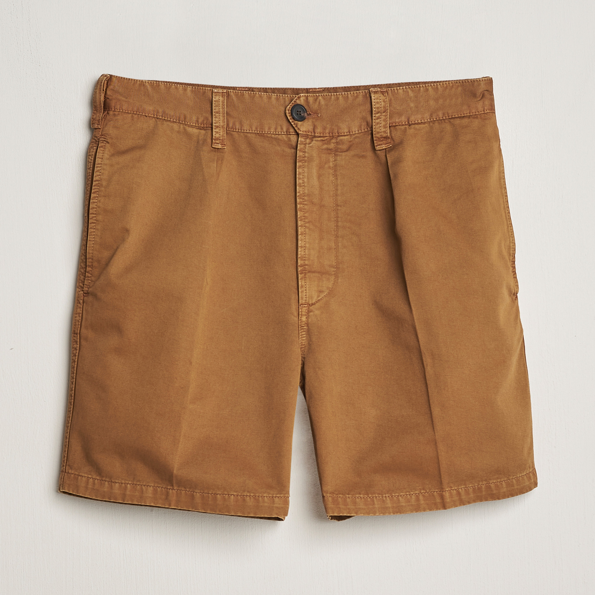 Drake S Cotton Twill Chino Shorts Washed Tobacco At Careofcarl