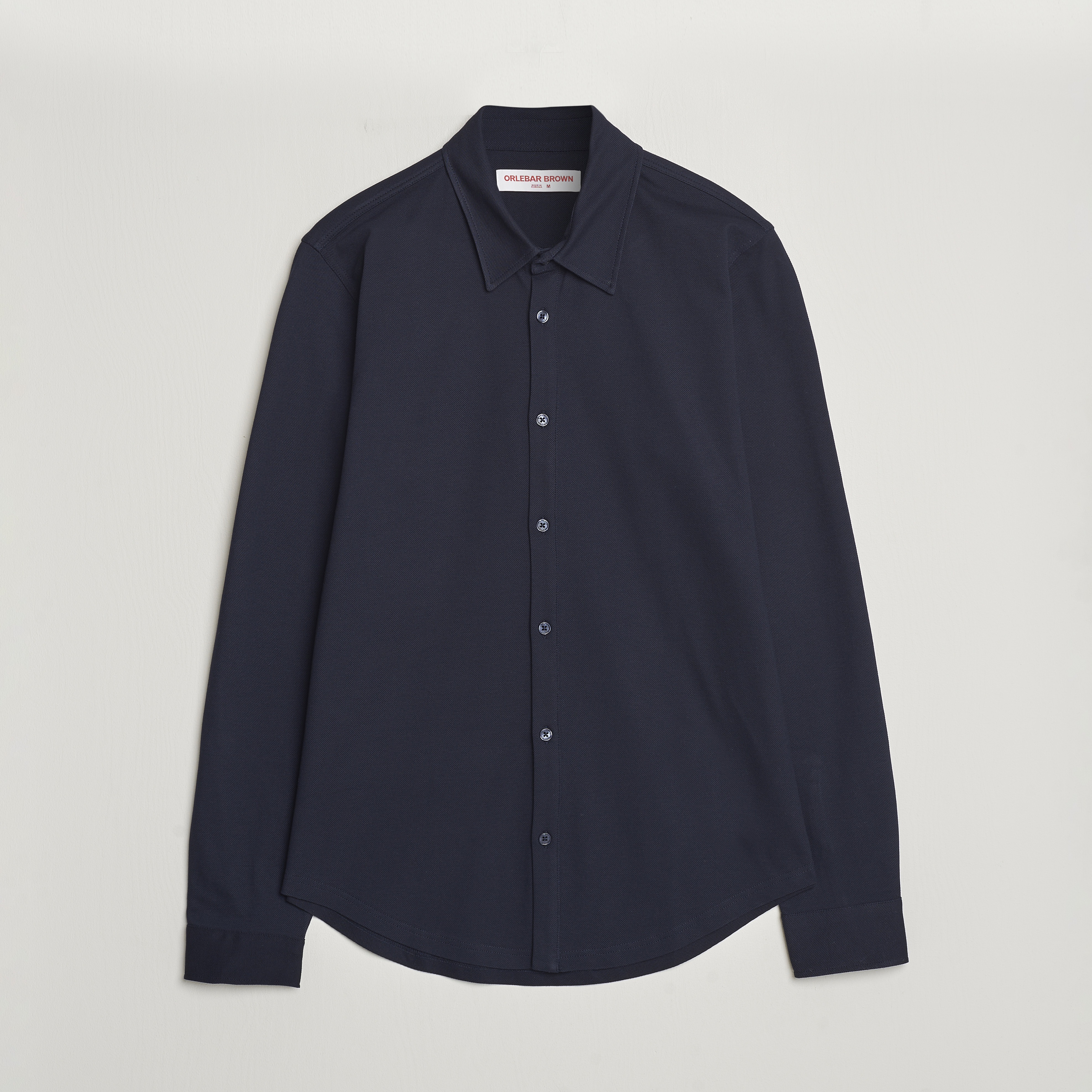 Orlebar Brown Giles Long Sleeve Pique Polo Night Iris at CareOfCarl.com