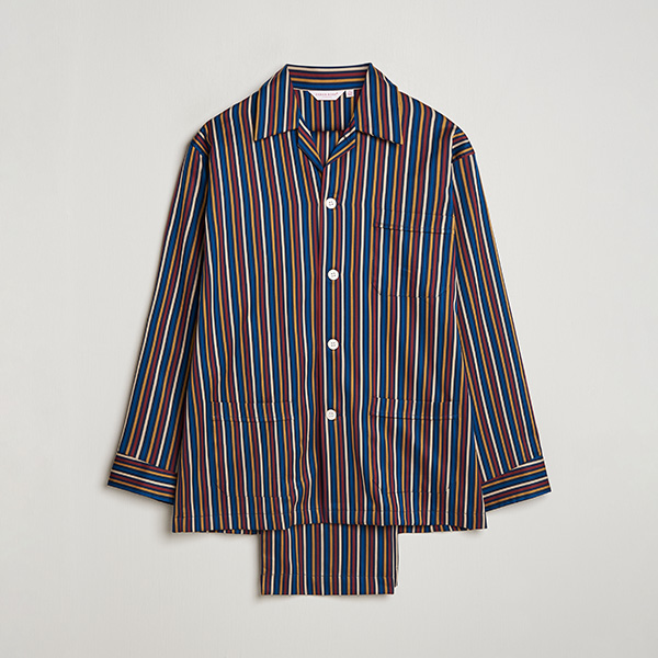 Derek Rose Striped Cotton Pyjama Set Navy at CareOfCarl.com