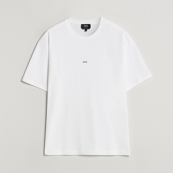 A.P.C. Boxy Micro Center Logo T-Shirt White at CareOfCarl.com