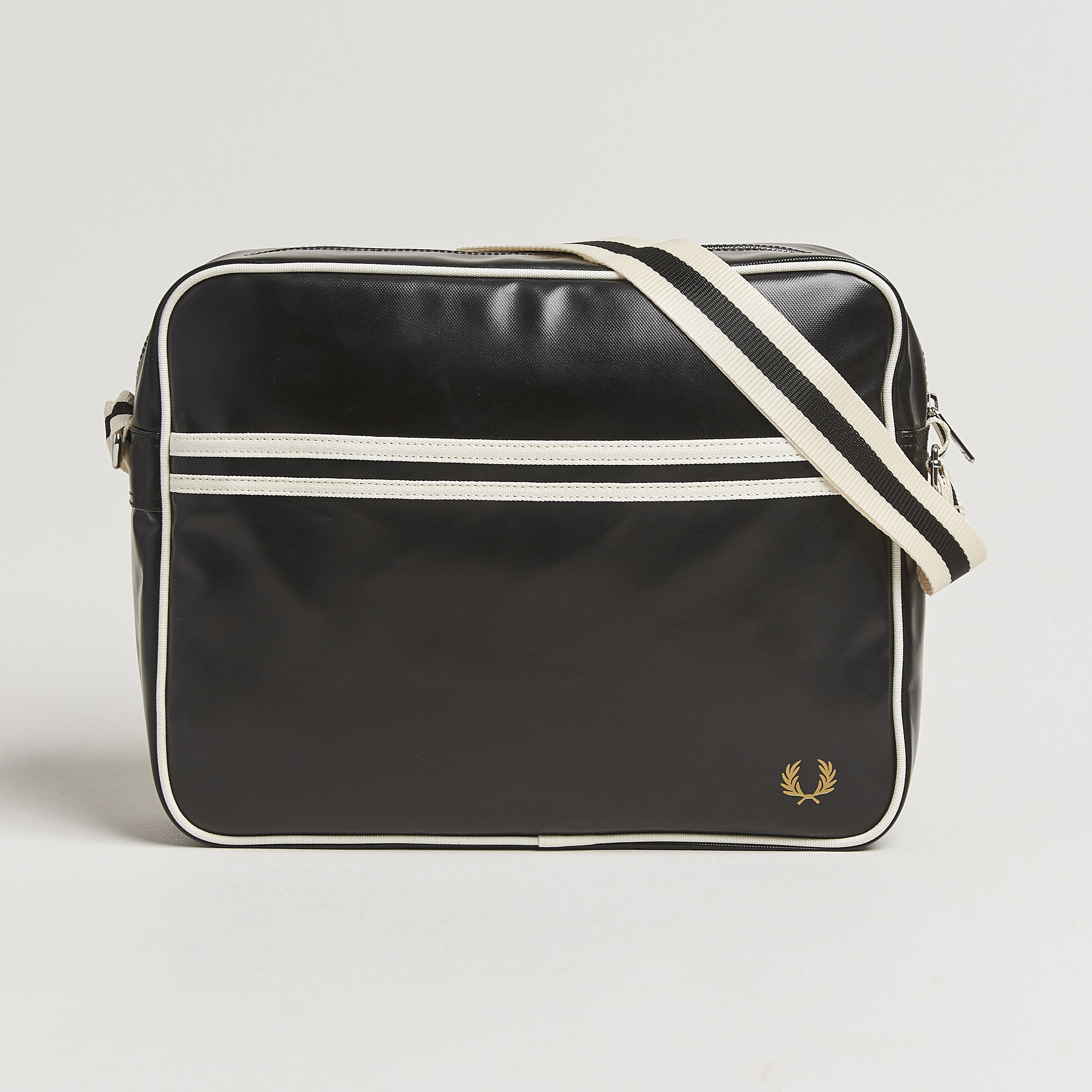 Fred Perry Classic Shoulder Bag Black/Ecru at CareOfCarl.com