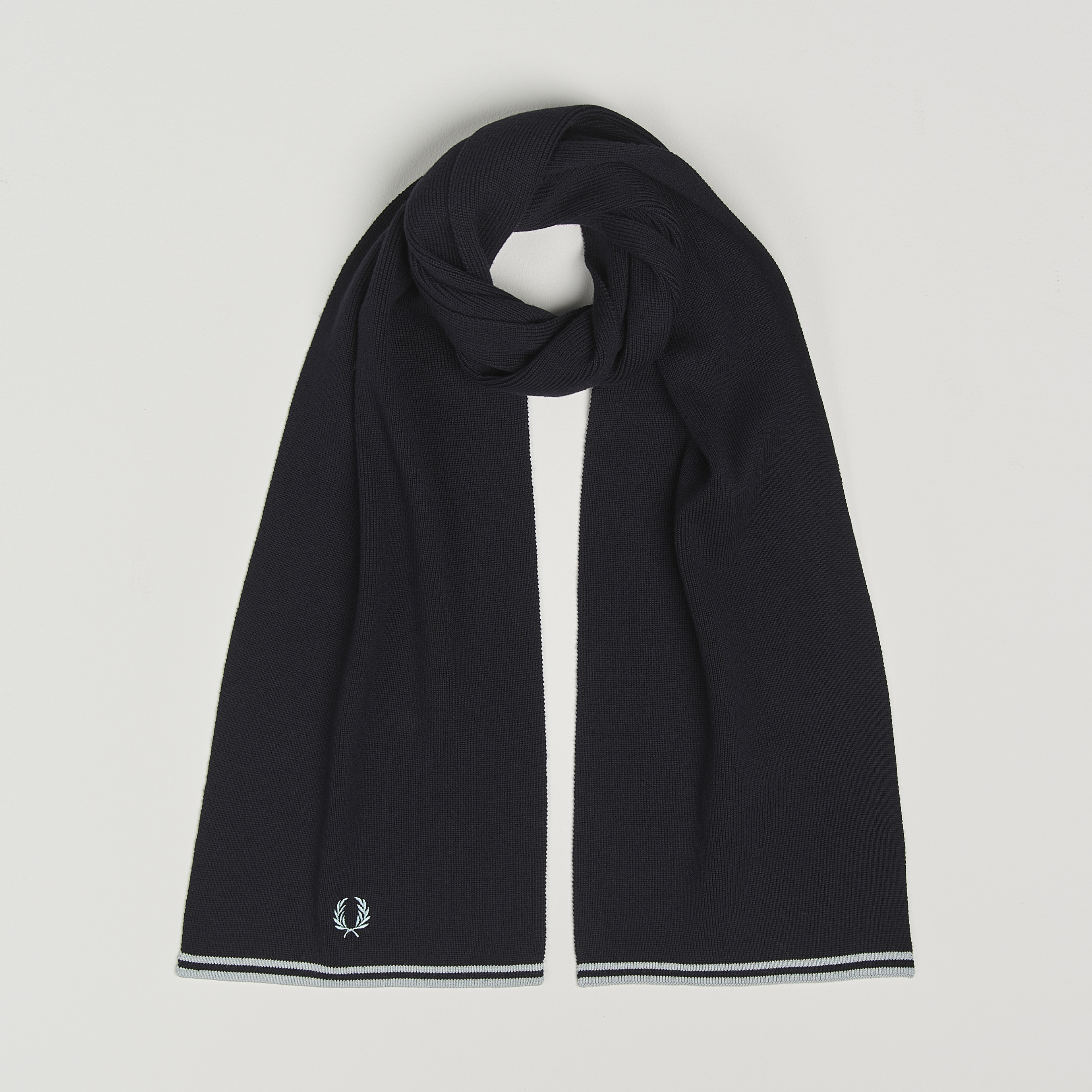 Fred Perry Twin Tipped Merino Wool Scarf Navy at CareOfCarl.com