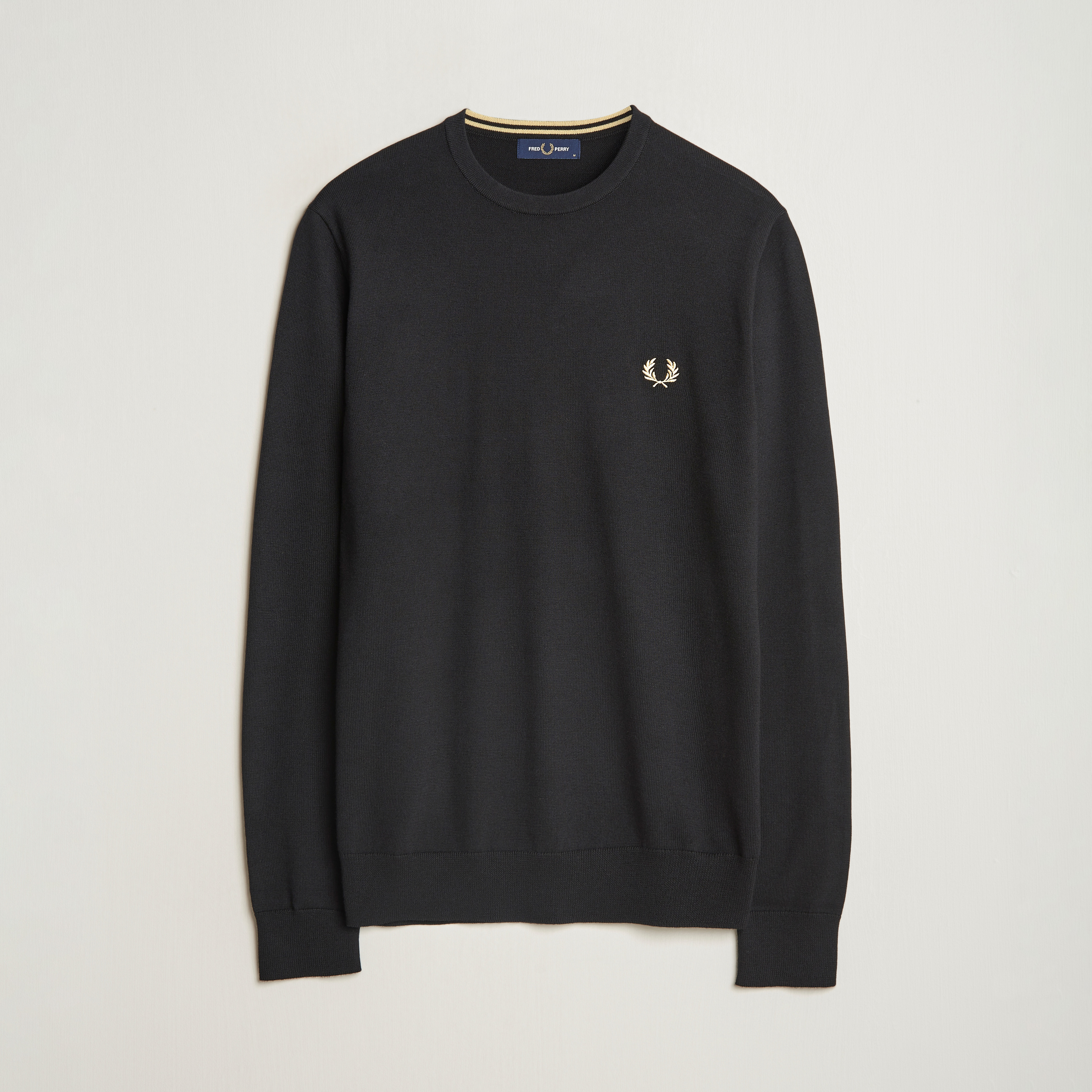 Fred Perry Classic Crew Neck Jumper Black at CareOfCarl.com