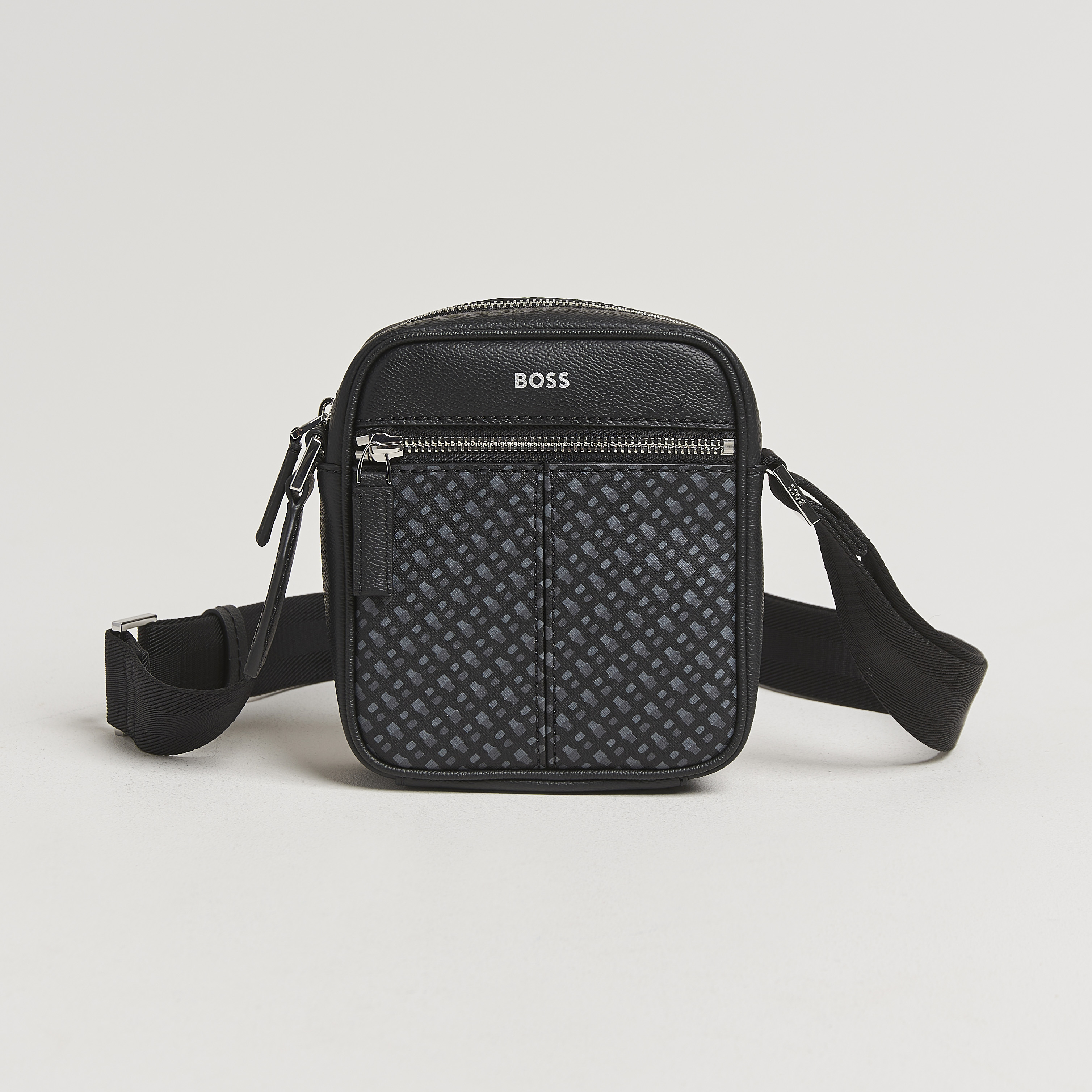 BOSS BLACK Zair Monogram Shoulder Bag Black at CareOfCarl.com