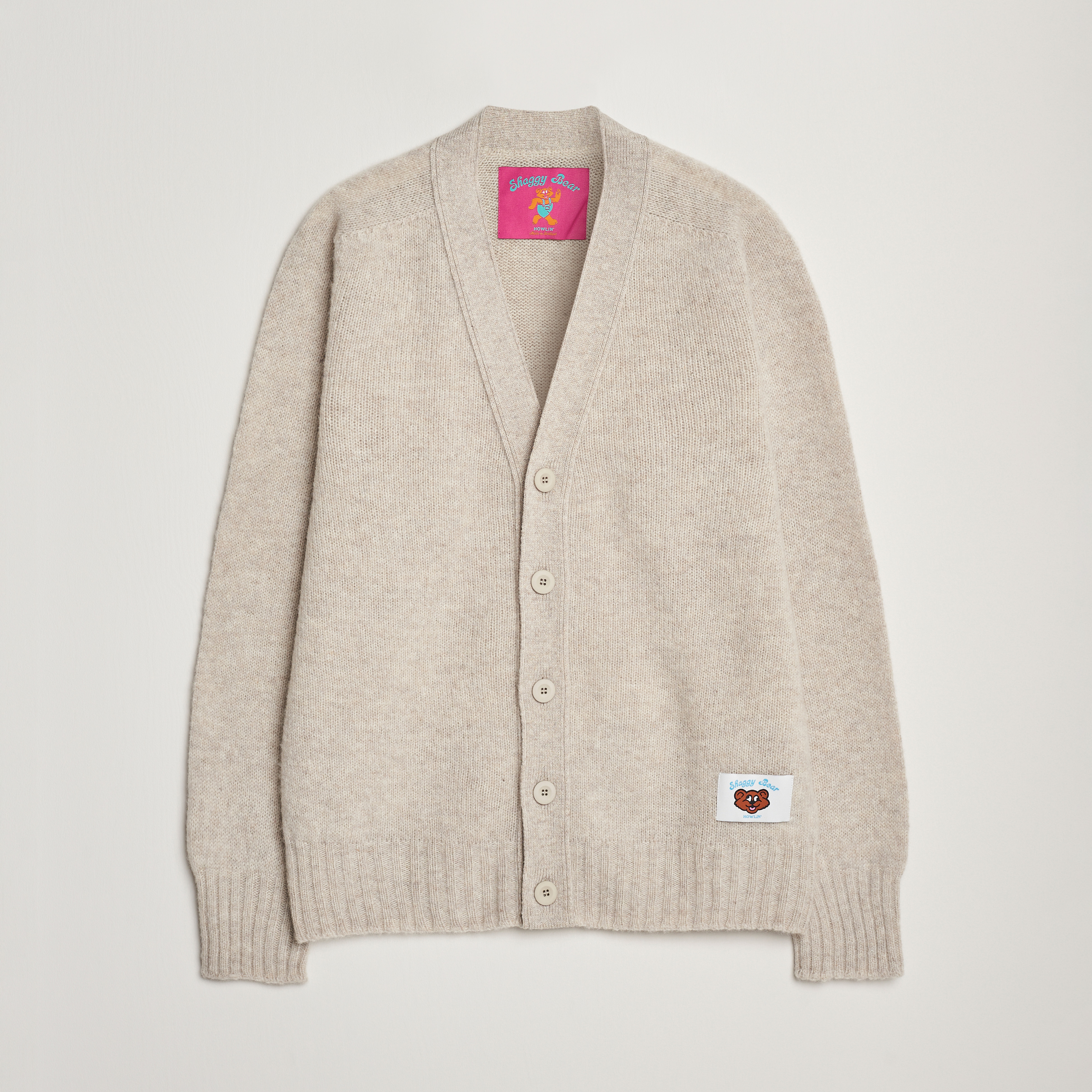 Howlin' Shaggy Bear Cardigan Cosmic Latte at CareOfCarl.com