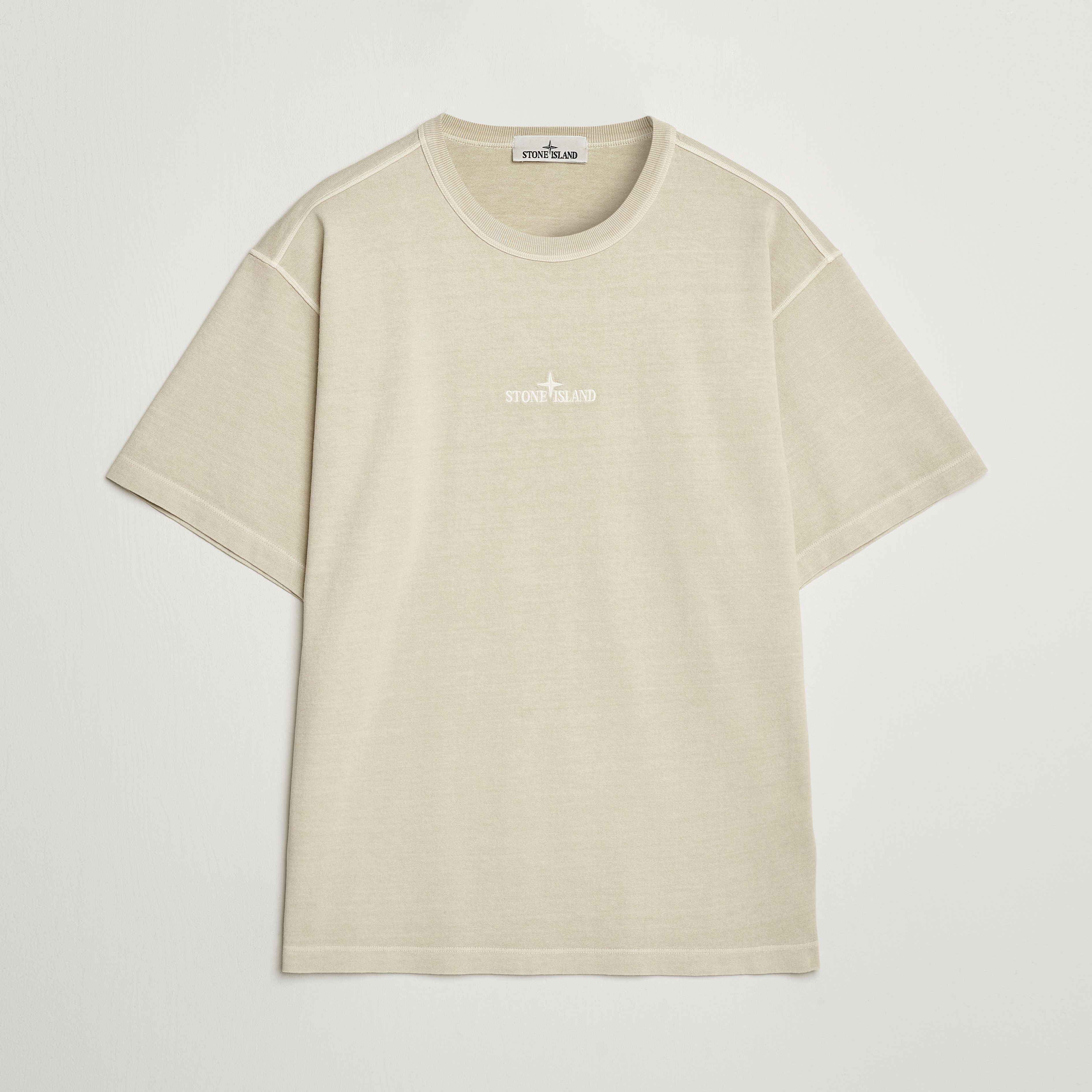 Stone Island Old Dyed Cotton Logo T-Shirt Plaster at CareOfCarl.com