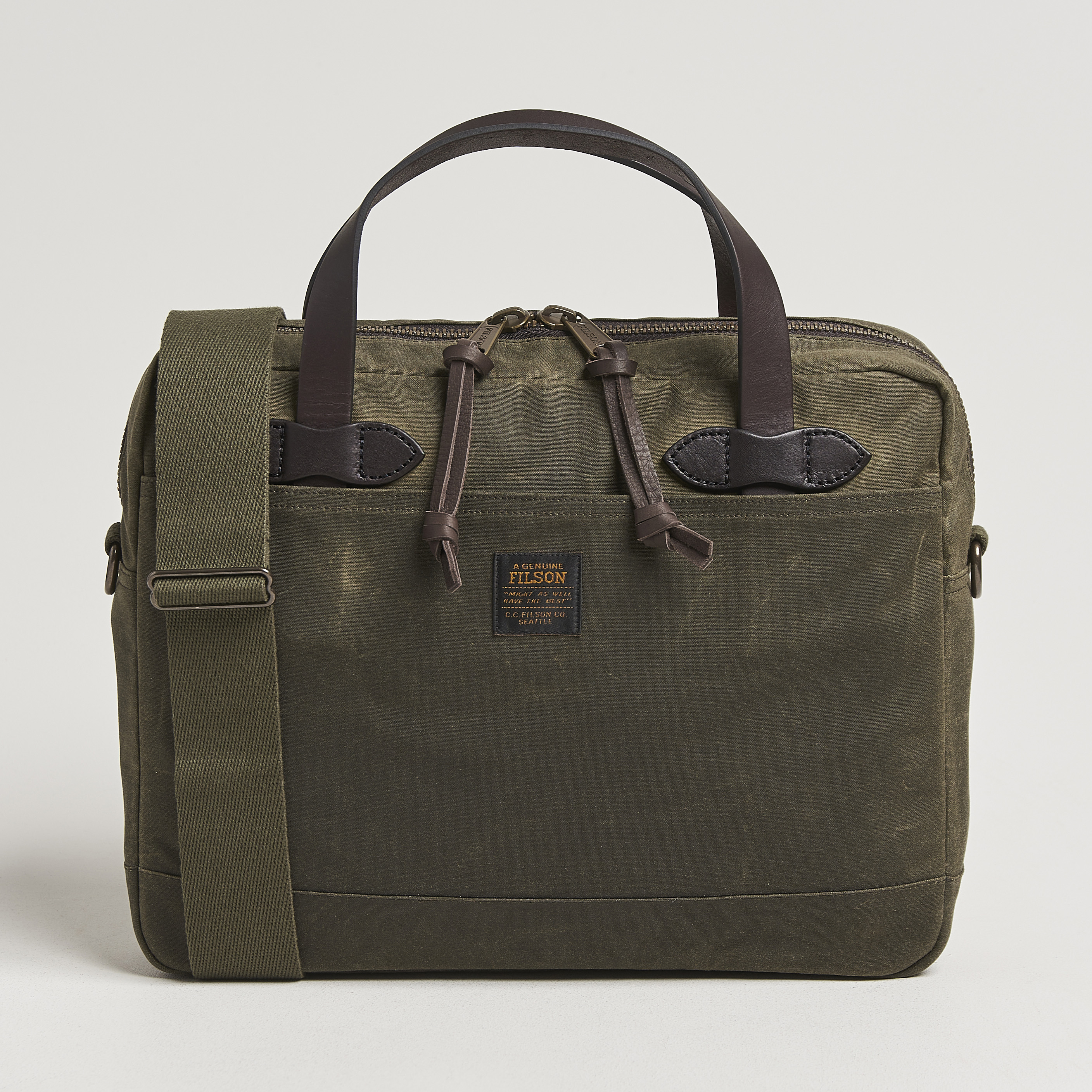 Filson Tin Cloth Compact Briefcase Otter Green at CareOfCarl.com