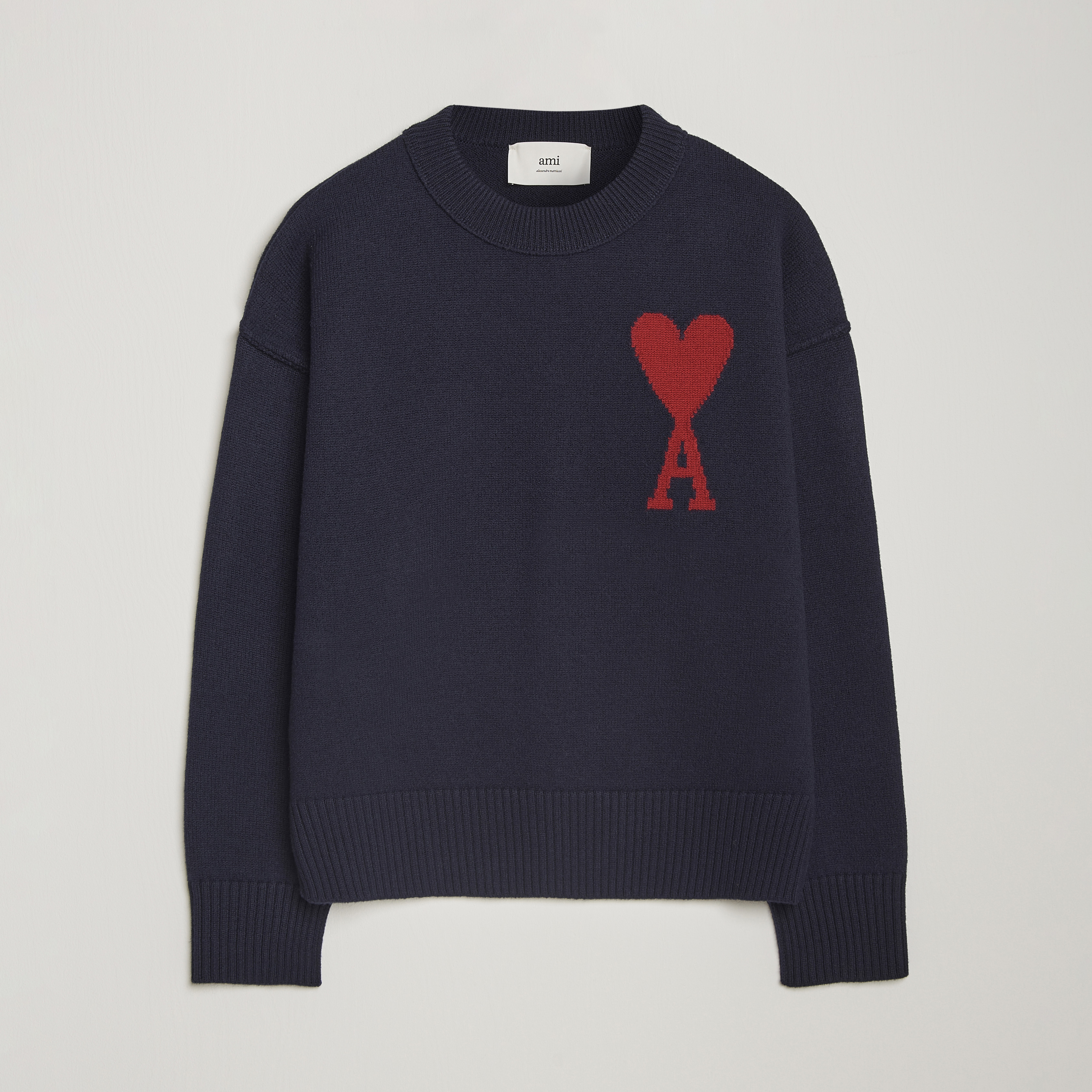 AMI Big Heart Logo Crew Neck Navy at CareOfCarl.com
