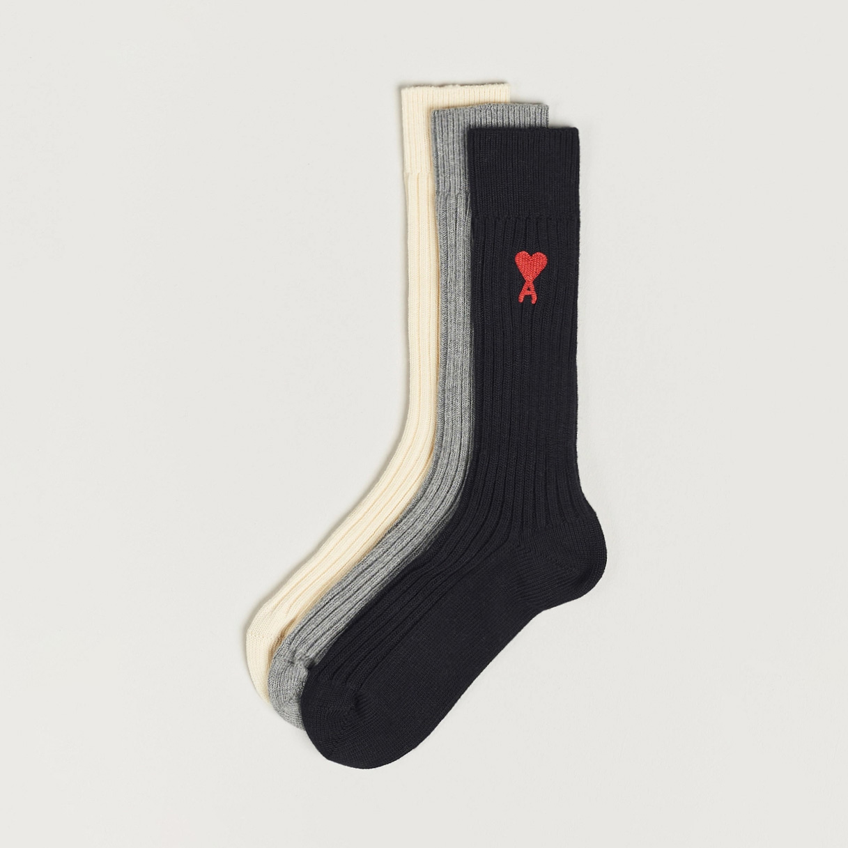 AMI 3-Pack Heart Logo Socks White/Grey/Black at CareOfCarl.com