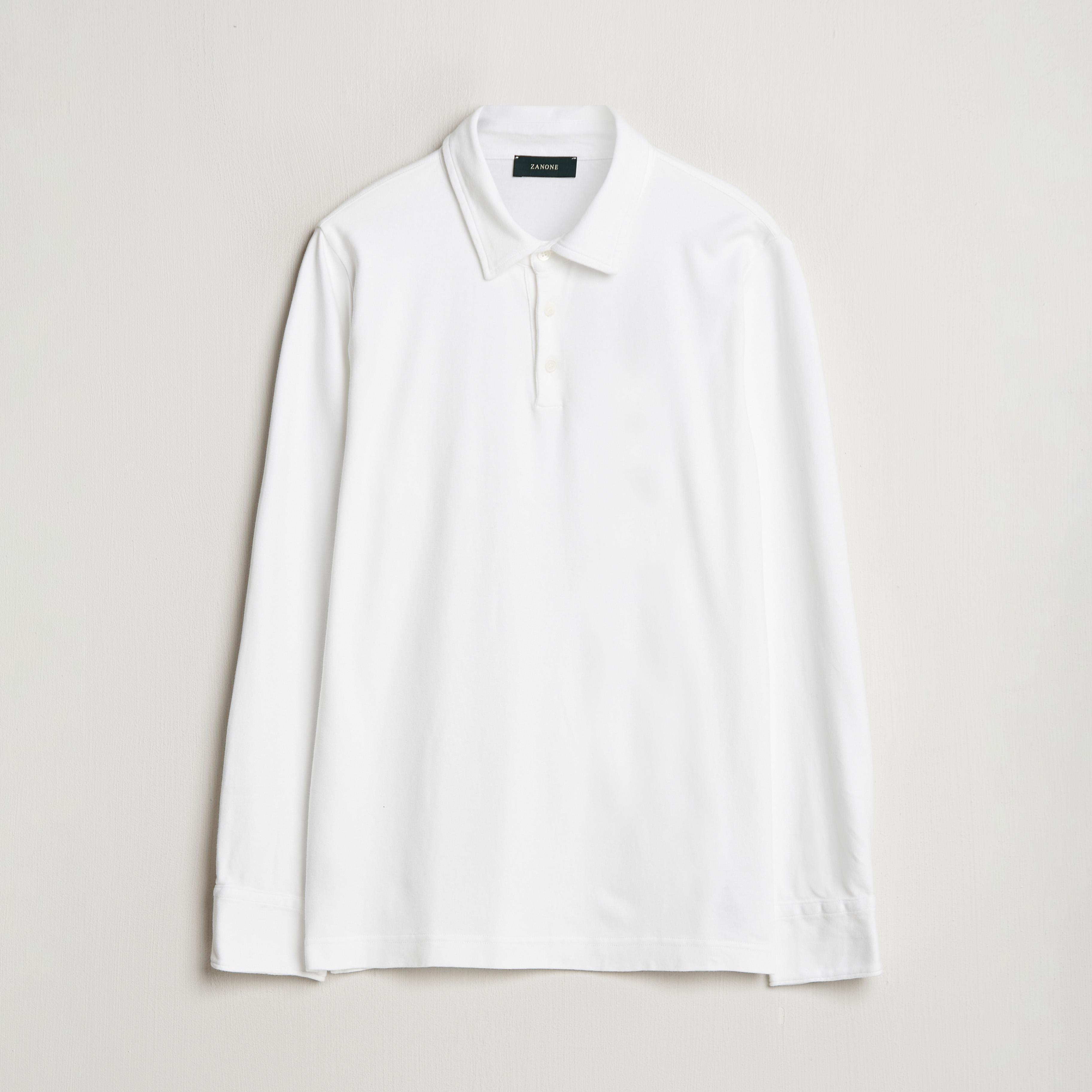 Zanone Heavy Jersey Long Sleeve Polo White at CareOfCarl.com