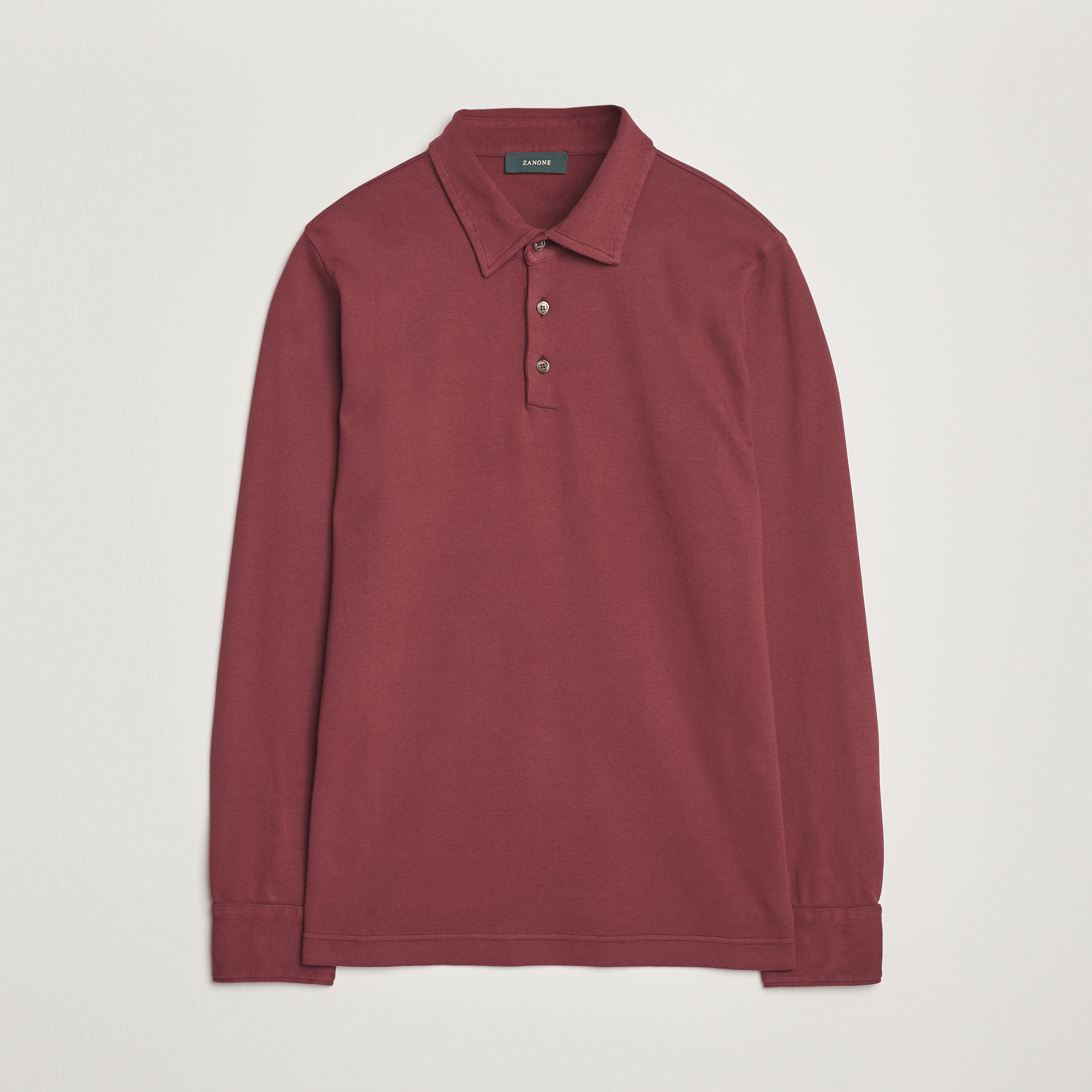 Zanone Heavy Jersey Long Sleeve Polo Bordeaux at CareOfCarl.com