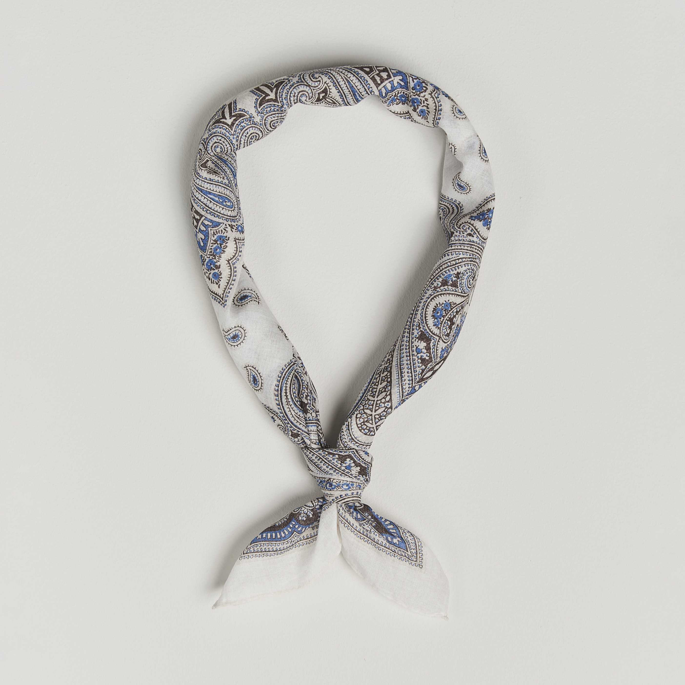 Amanda Christensen Cotton Voilé Printed Paisley Bandana Cream at CareOfCarl