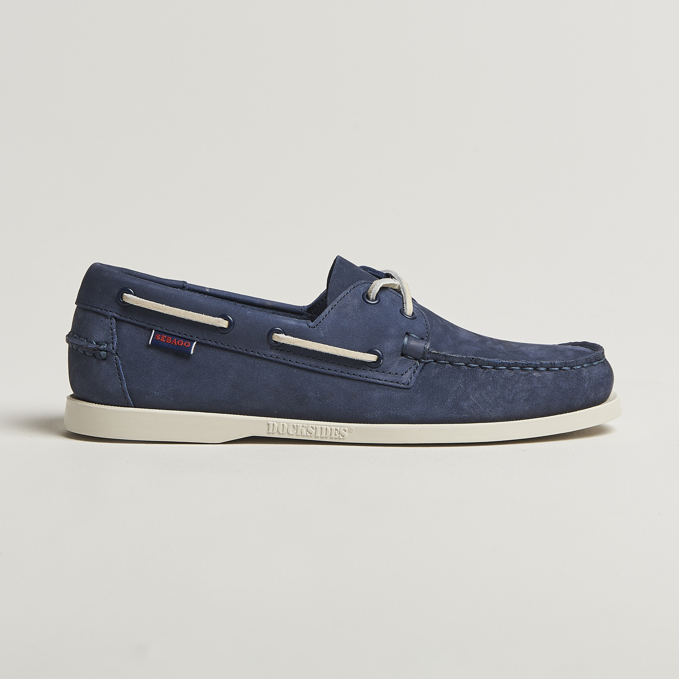 Sebago Docksides Portland Nubuck Boat Shoe Blue Navy at CareOfCarl.com