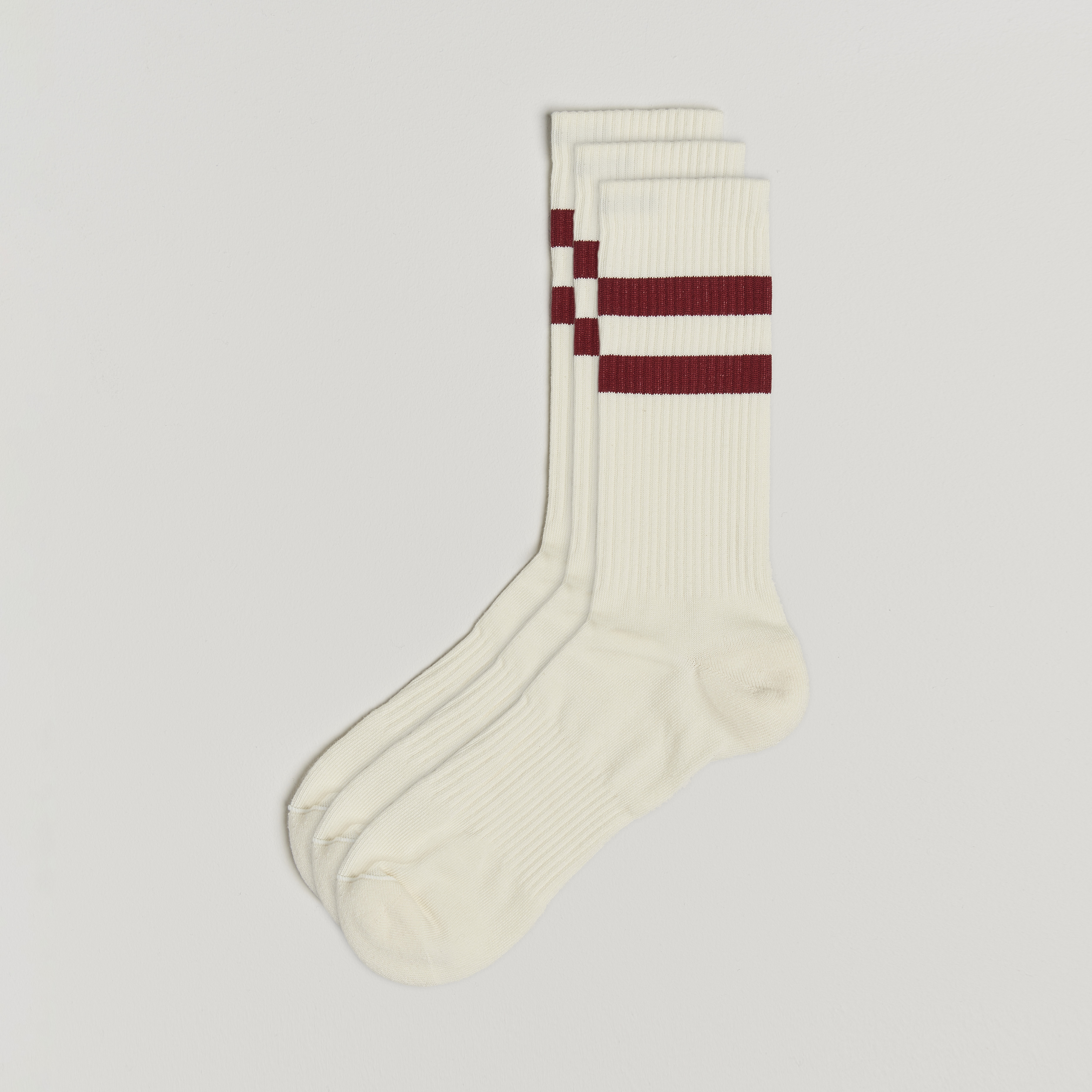 Sweyd 3-Pack Two Stripe Cotton Socks White/Red at CareOfCarl.com