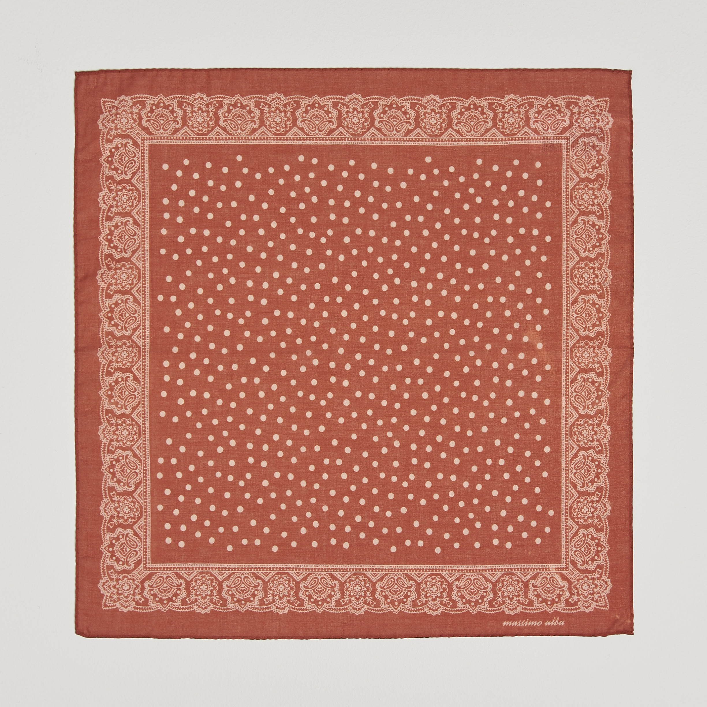 Massimo Alba Printed Cotton Voile Handkerchief Burn Red at CareOfCarl.com