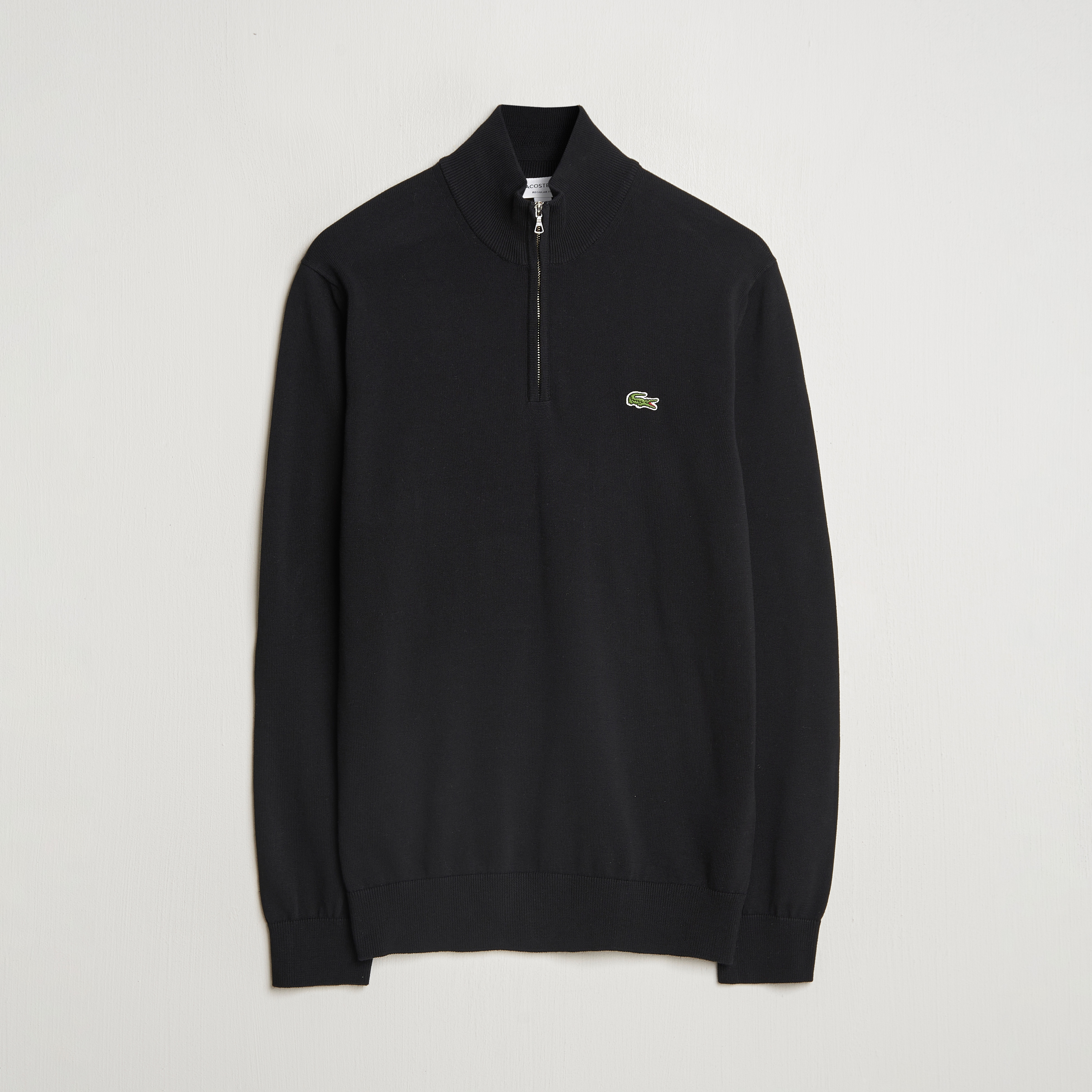 Lacoste Cotton Knitted Half Zip Black at CareOfCarl.com