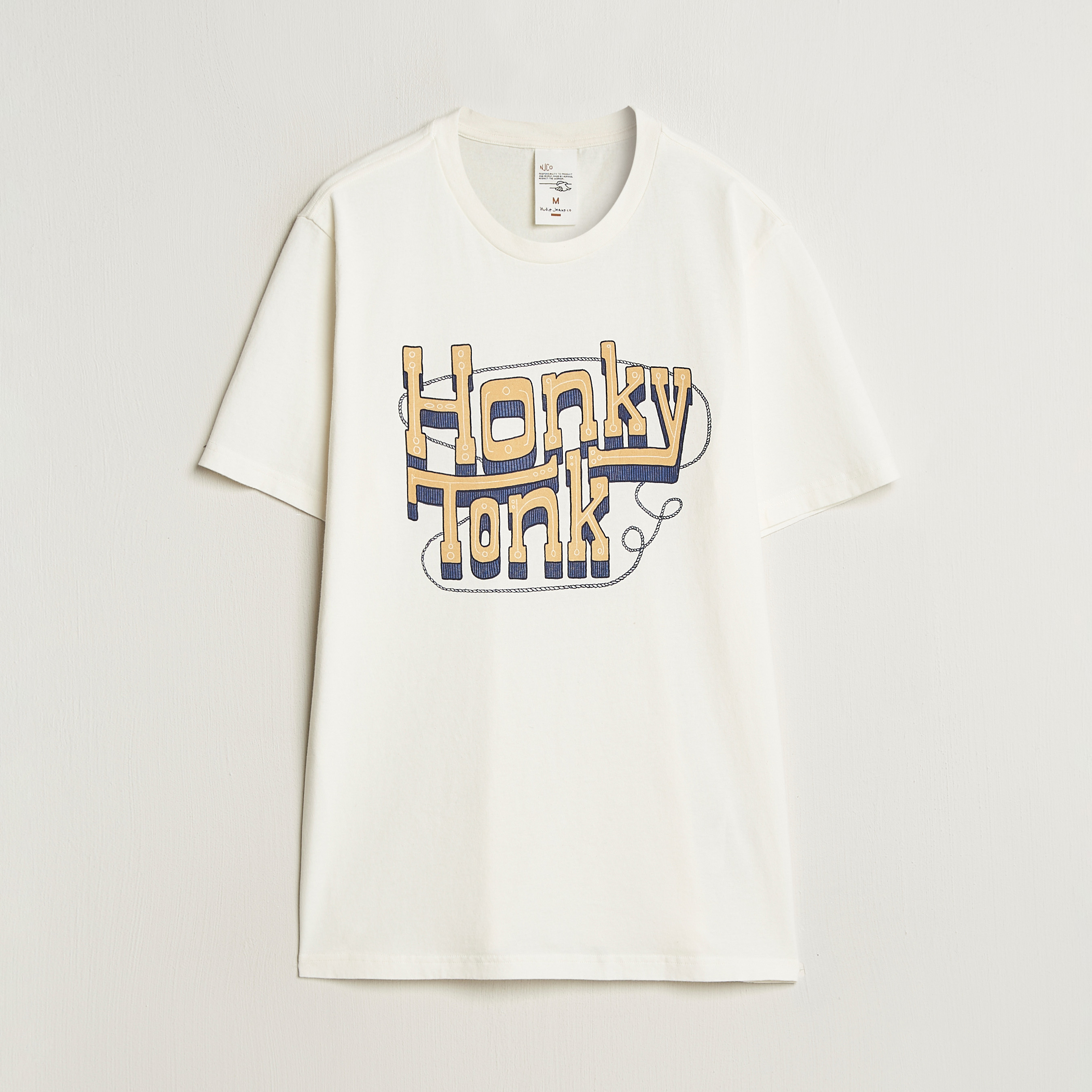 Nudie Jeans Roy Printed T-Shirt Ecru at CareOfCarl.com