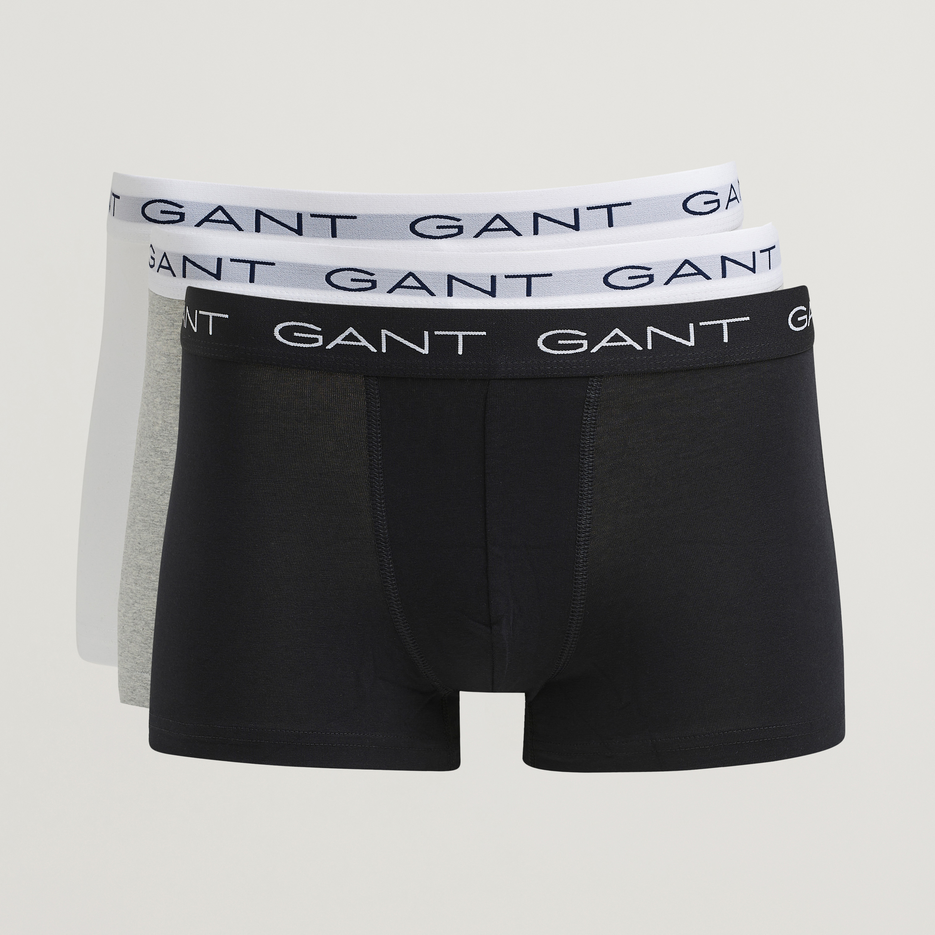 GANT 3-Pack Trunks Light Grey Melange/Black/White at CareOfCarl.com