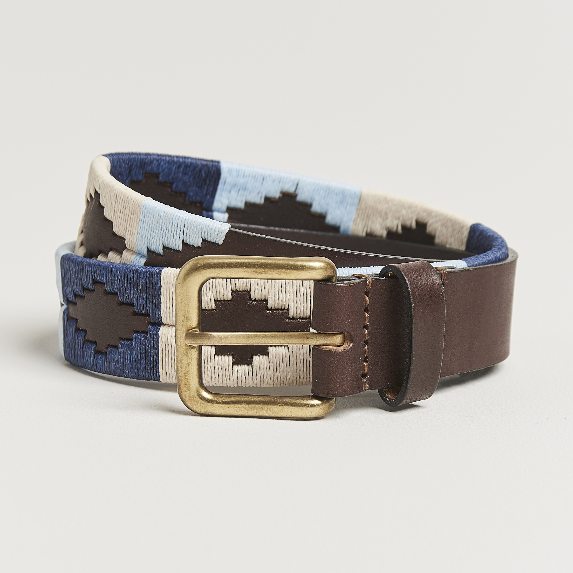 Pampeano Sereno Hand Stitched Classic Leather Belt 3,5cm Blue at CareOfCarl