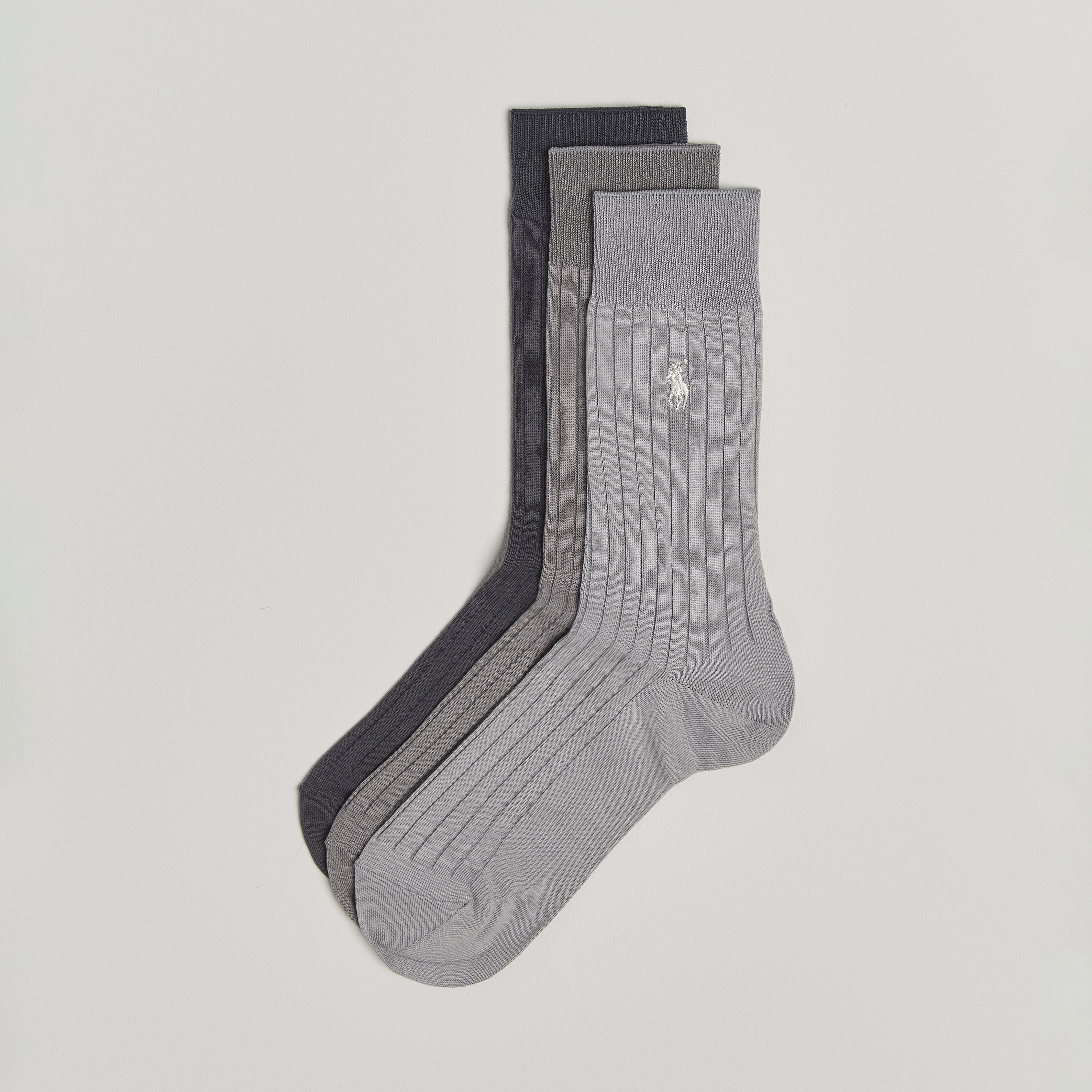 Polo Ralph Lauren 3-Pack Egyptian Rib Crew Sock Grey Combo at CareOfCarl.c