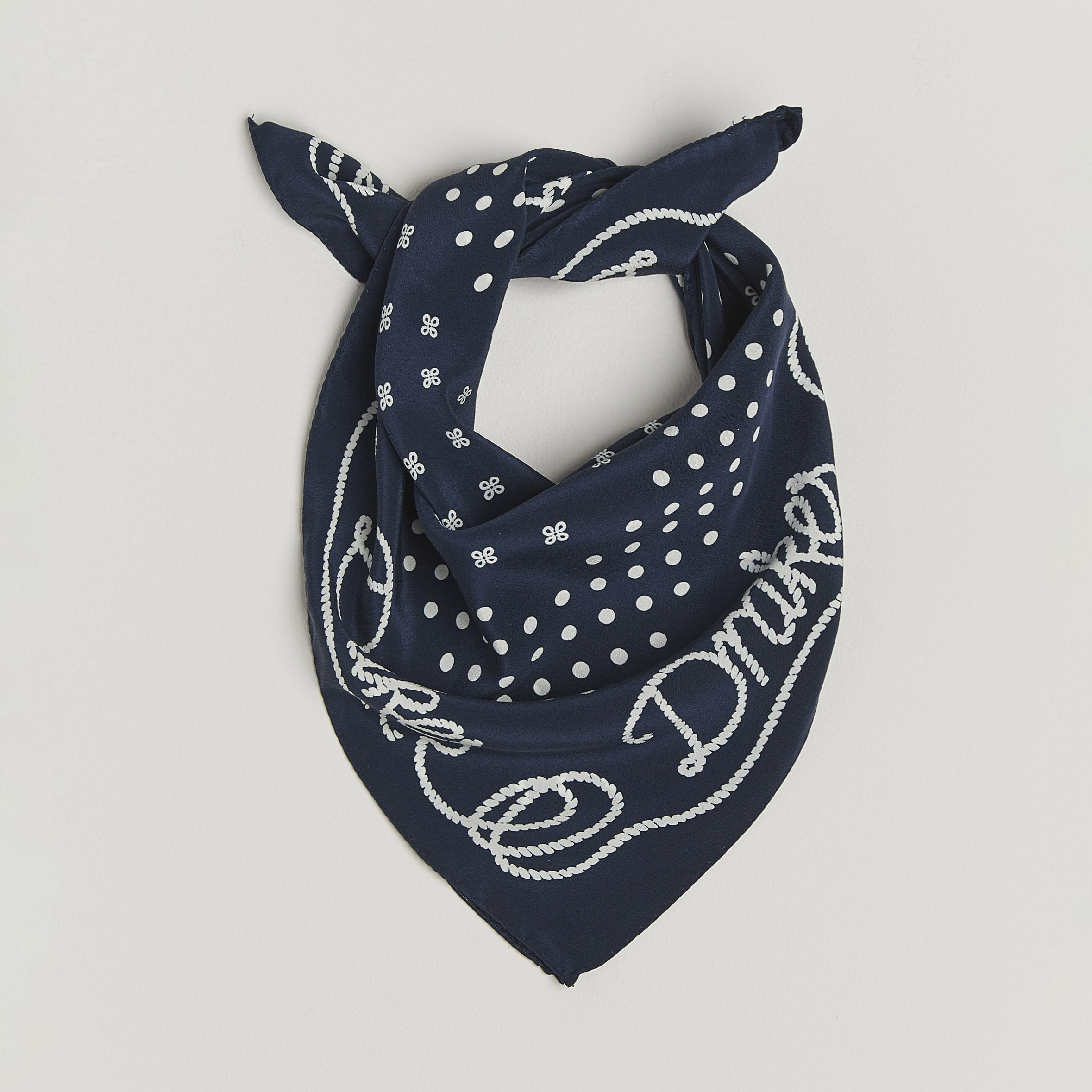 Drake's Robe Border Silk Bandana Navy at CareOfCarl.com