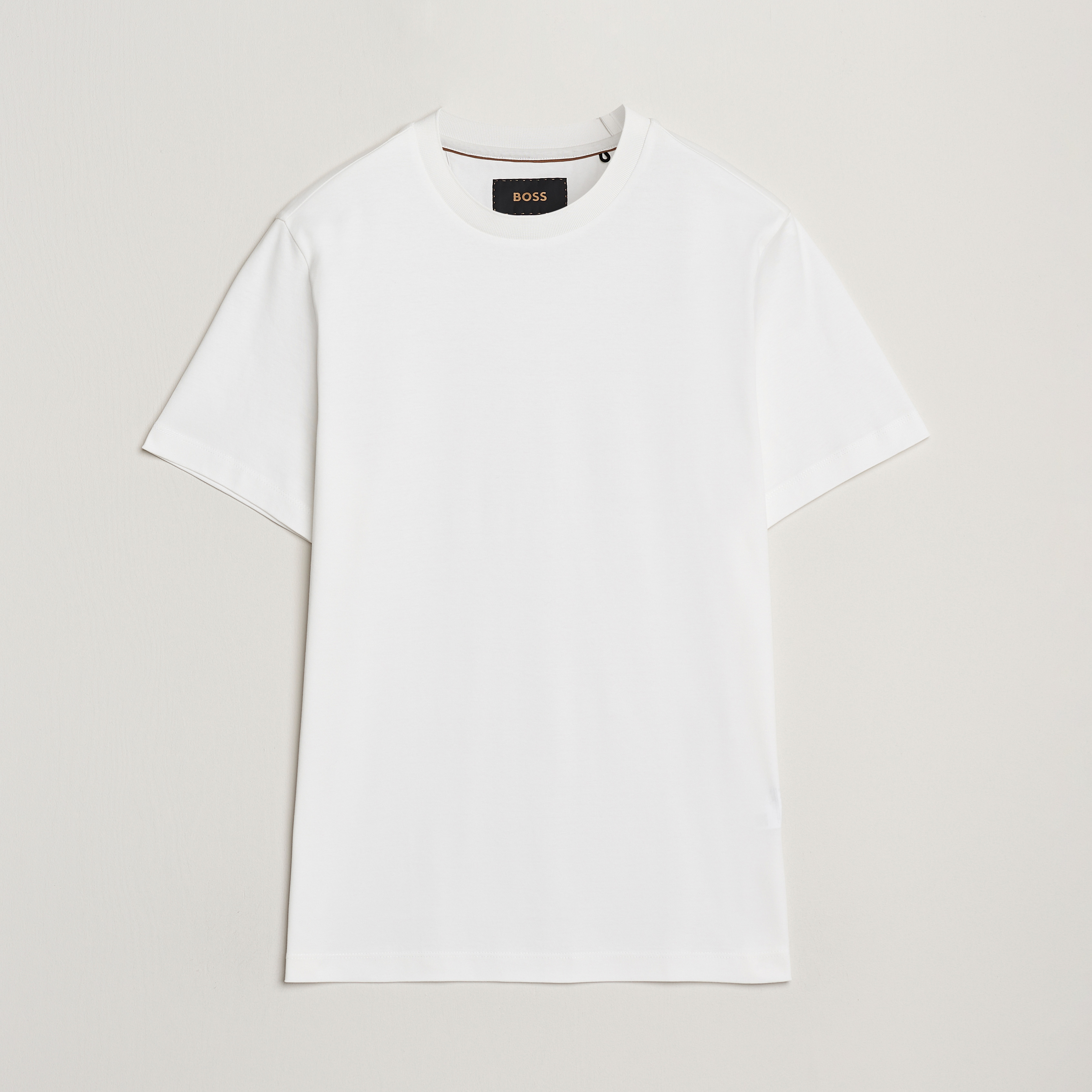 BOSS CAMEL Tesar Cotton Knitted T-Shirt White at CareOfCarl.com