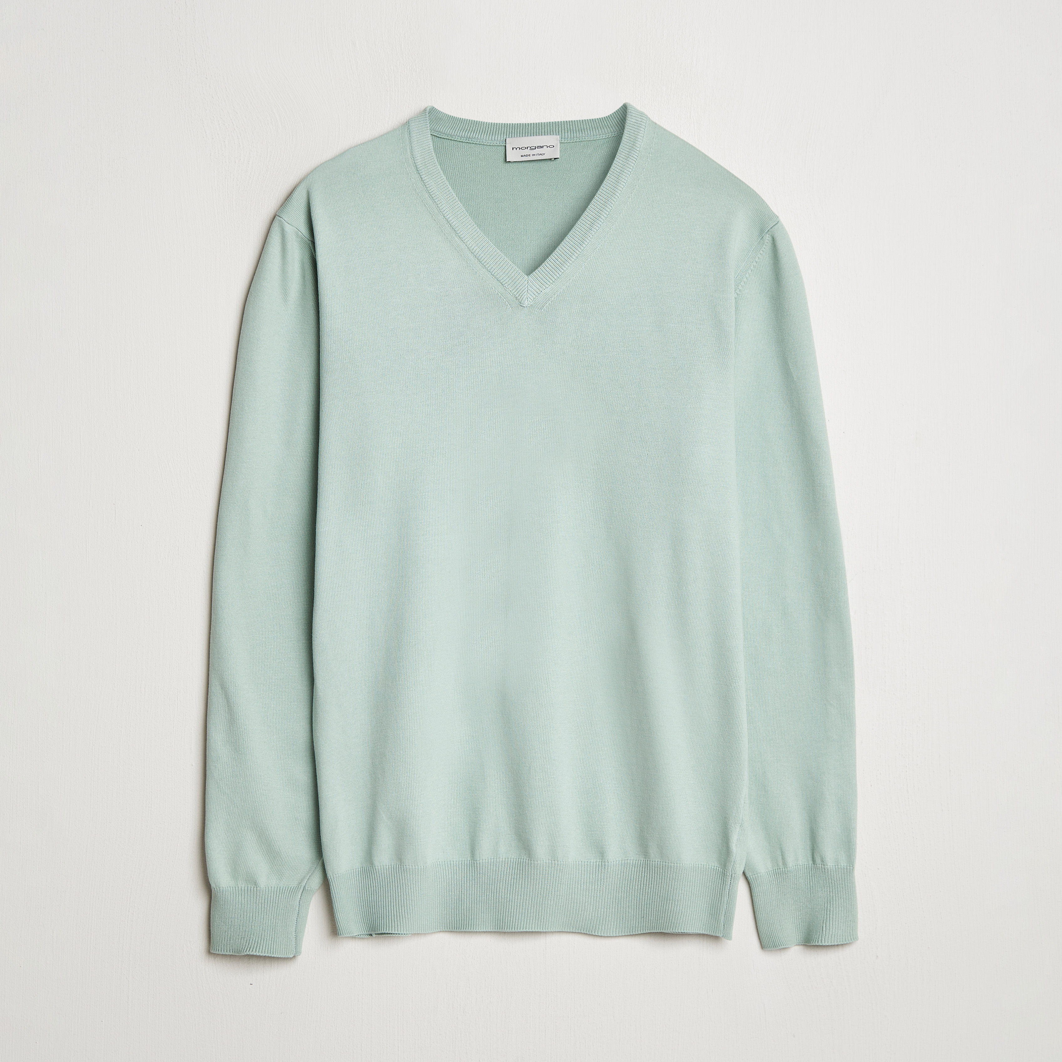 Morgano Supersoft Egyptian Cotton V-Neck Light Green at CareOfCarl.com