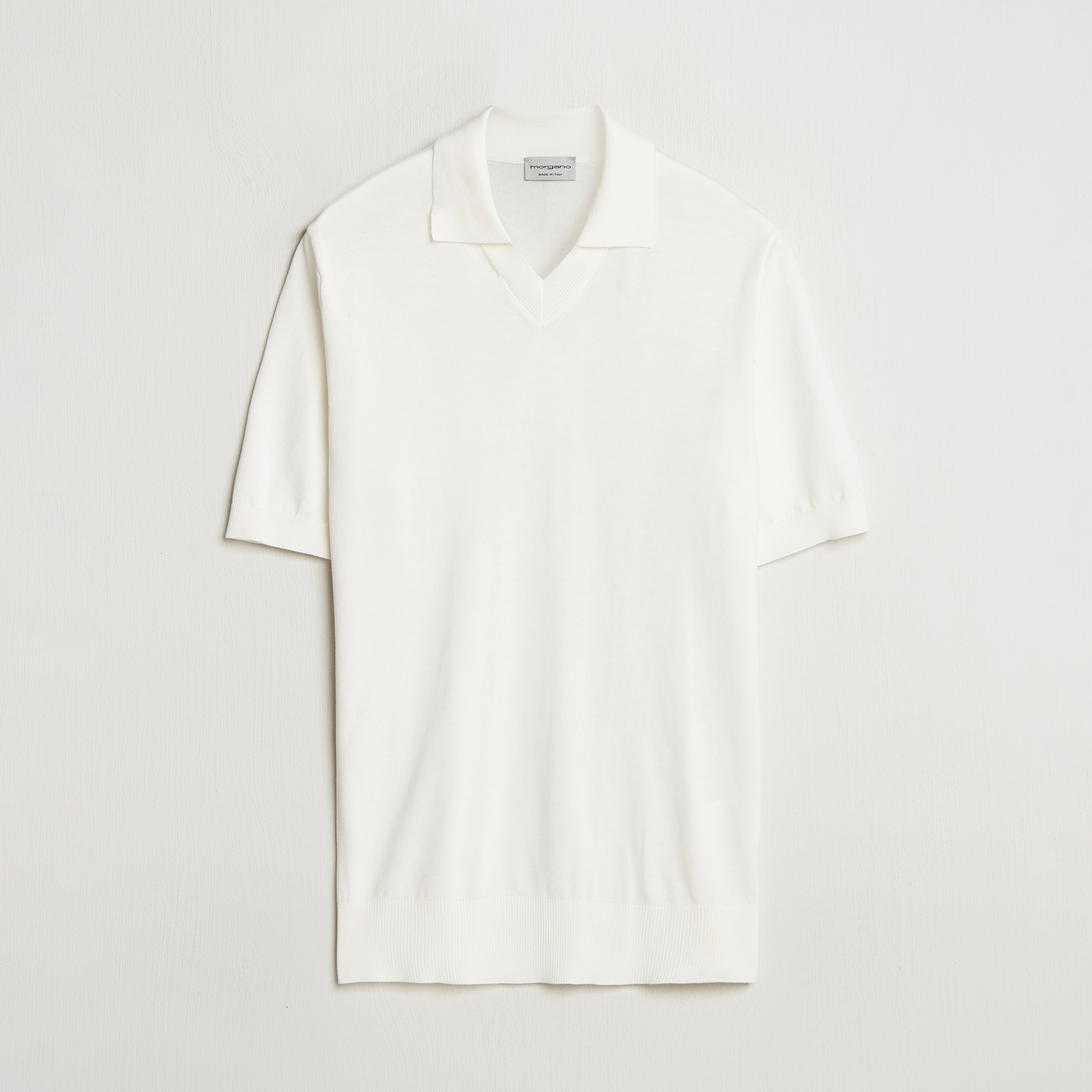 Morgano Knitted Organic Cotton Polo White at CareOfCarl.com