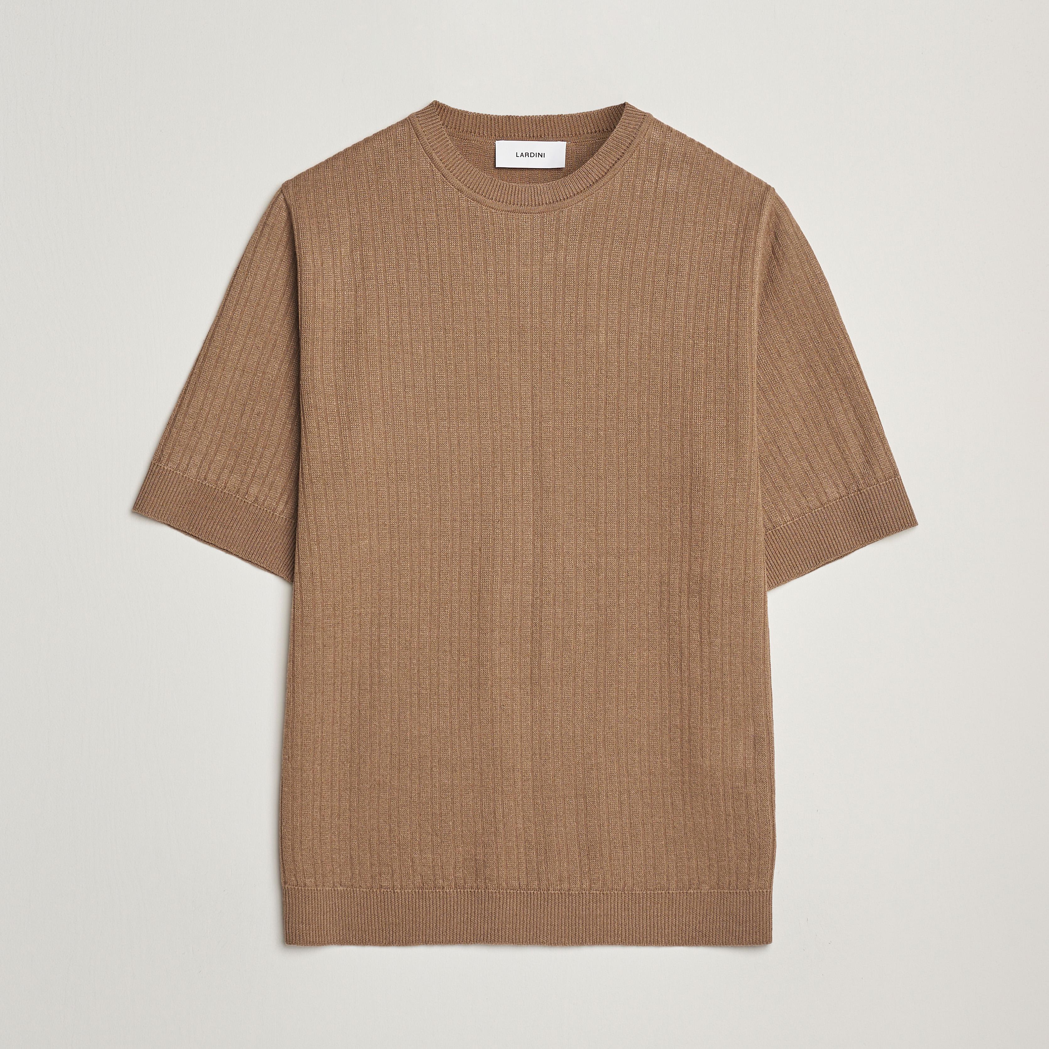 Lardini Knitted Linen/Cotton T-Shirt Light Brown at CareOfCarl.com