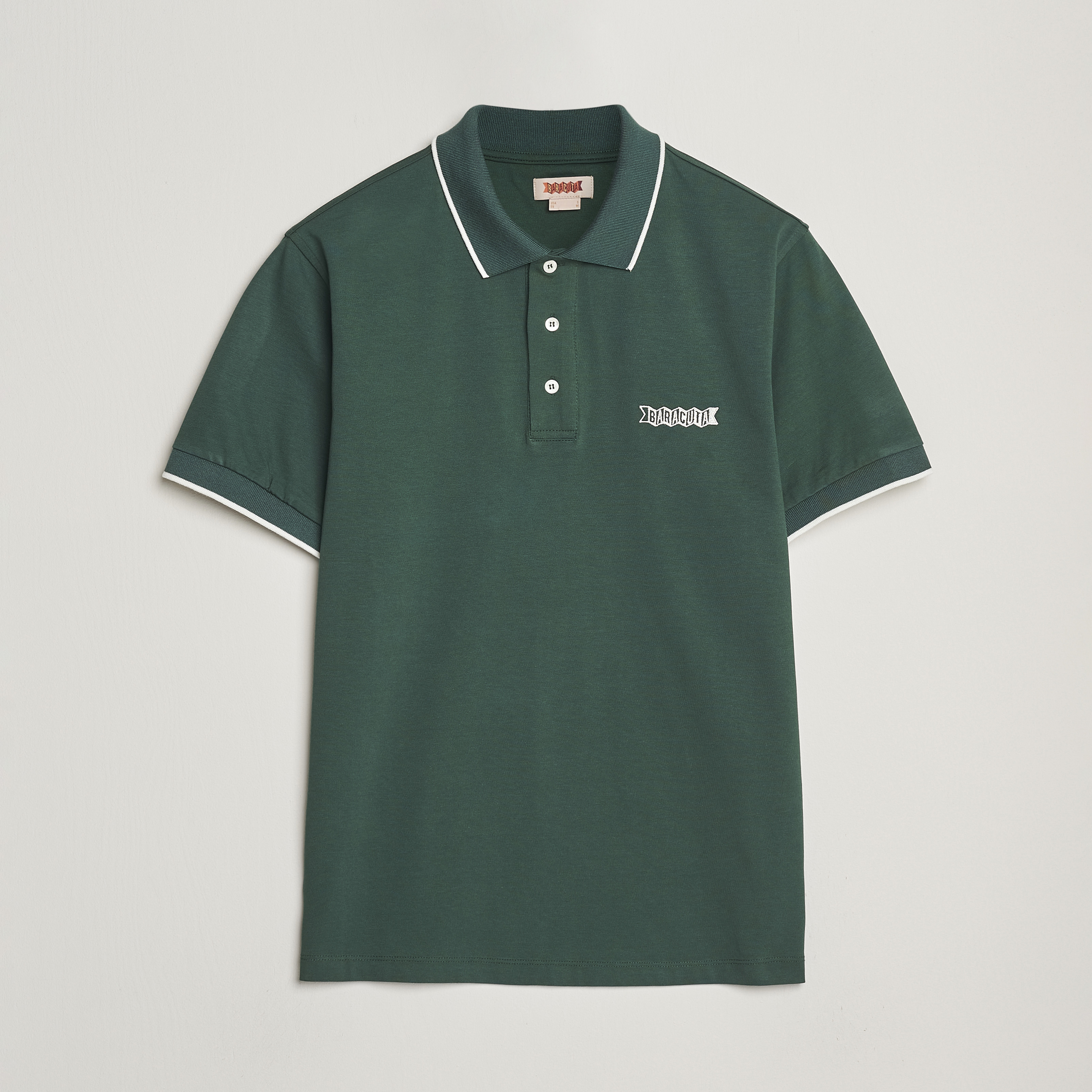 Baracuta Short Sleeve Cotton Jersey Polo Racing Green at CareOfCarl.com