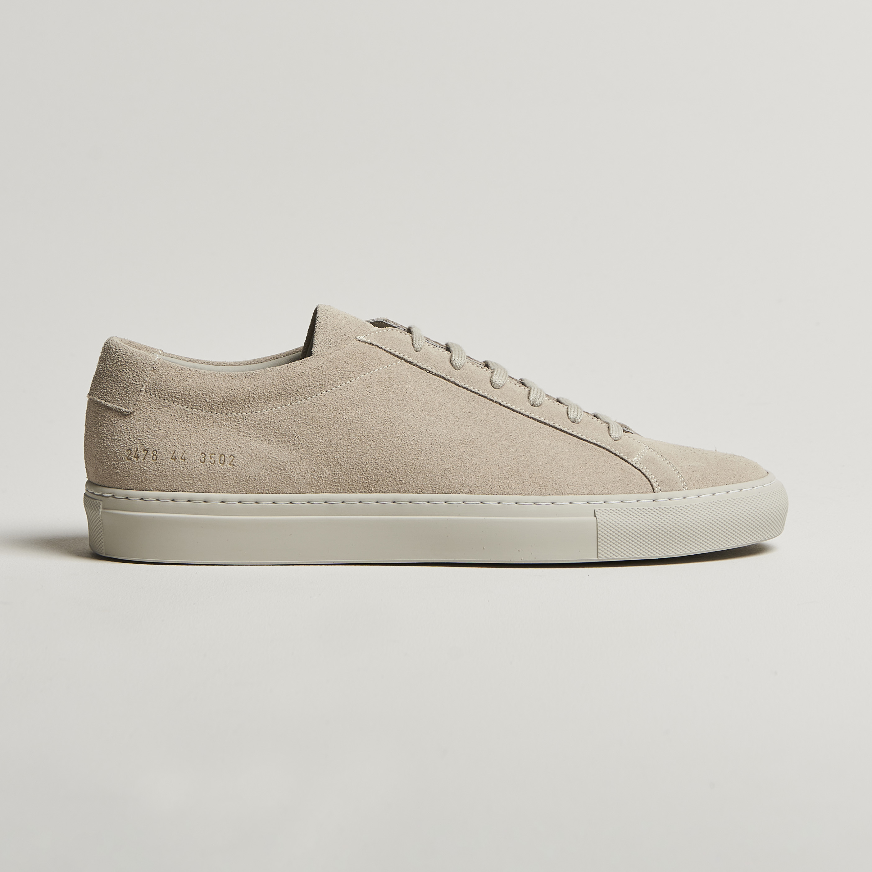 Common Projects Original Achilles Suede Sneaker Beige at CareOfCarl.com