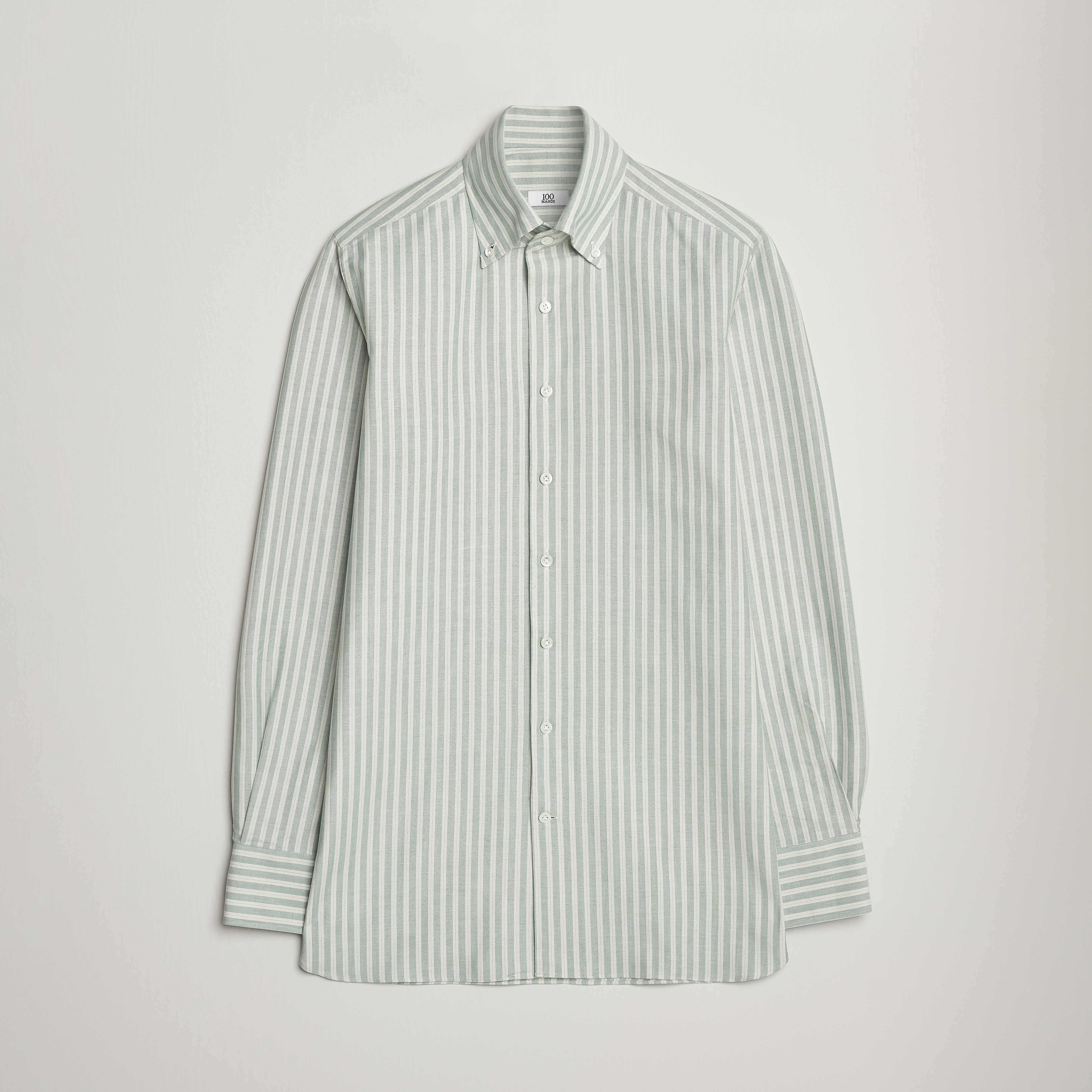 100Hands Striped Japan Oxford Button Under Shirt Green at CareOfCarl.com