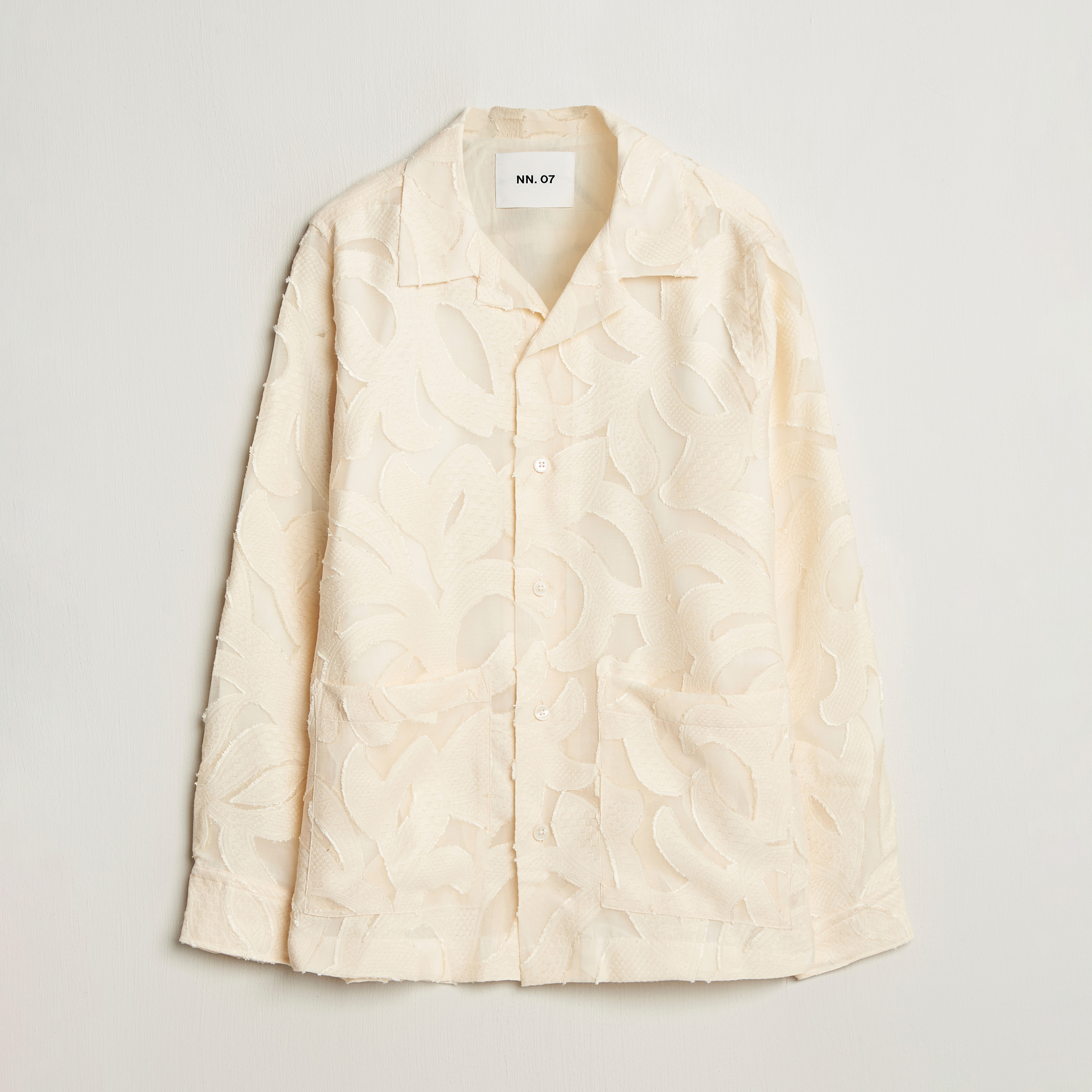 NN07 Hank Fil-Coupé Jacquard Overshirt Off White at CareOfCarl.com