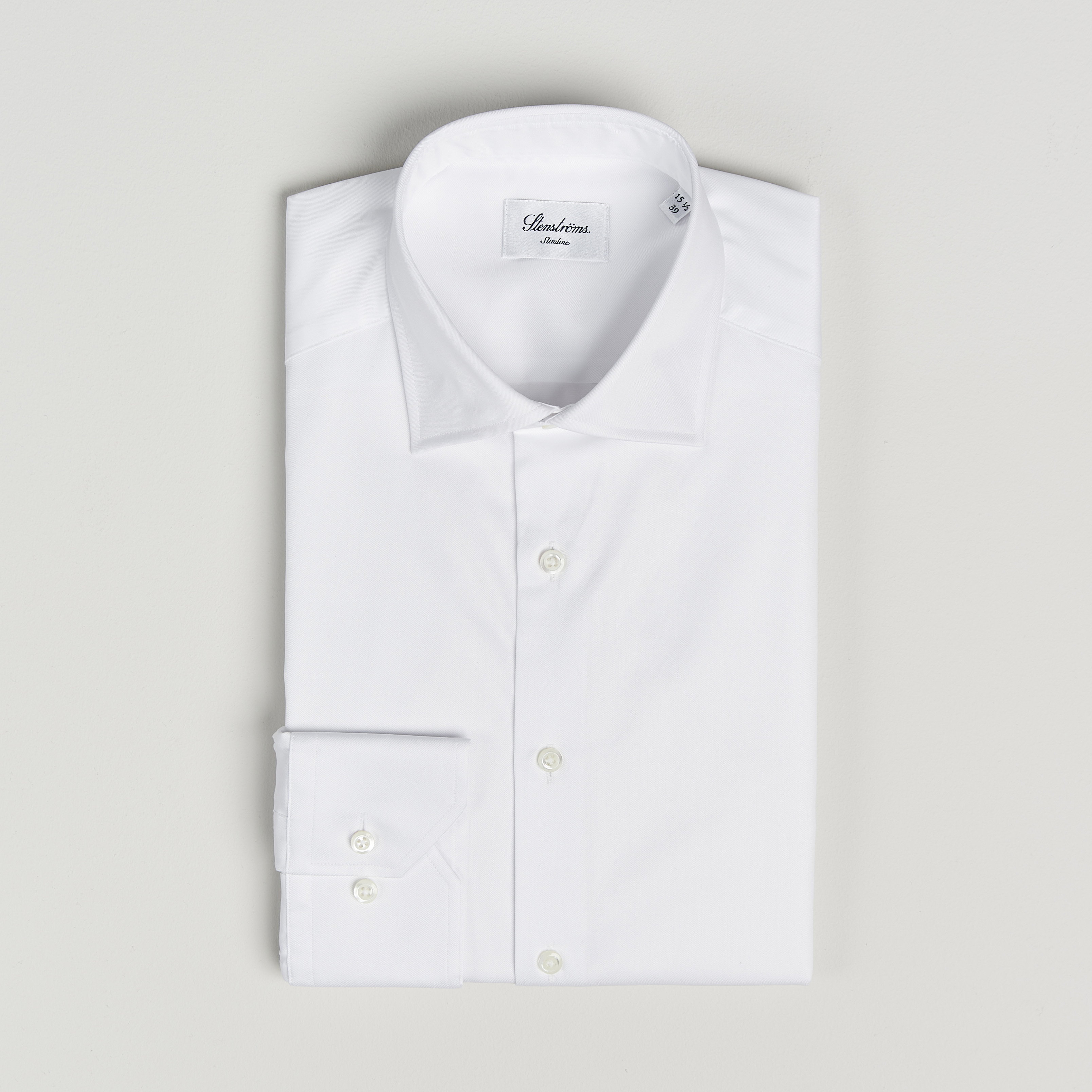 Stenströms Slimline Cotton Twill Cut Away Shirt White at CareOfCarl.com